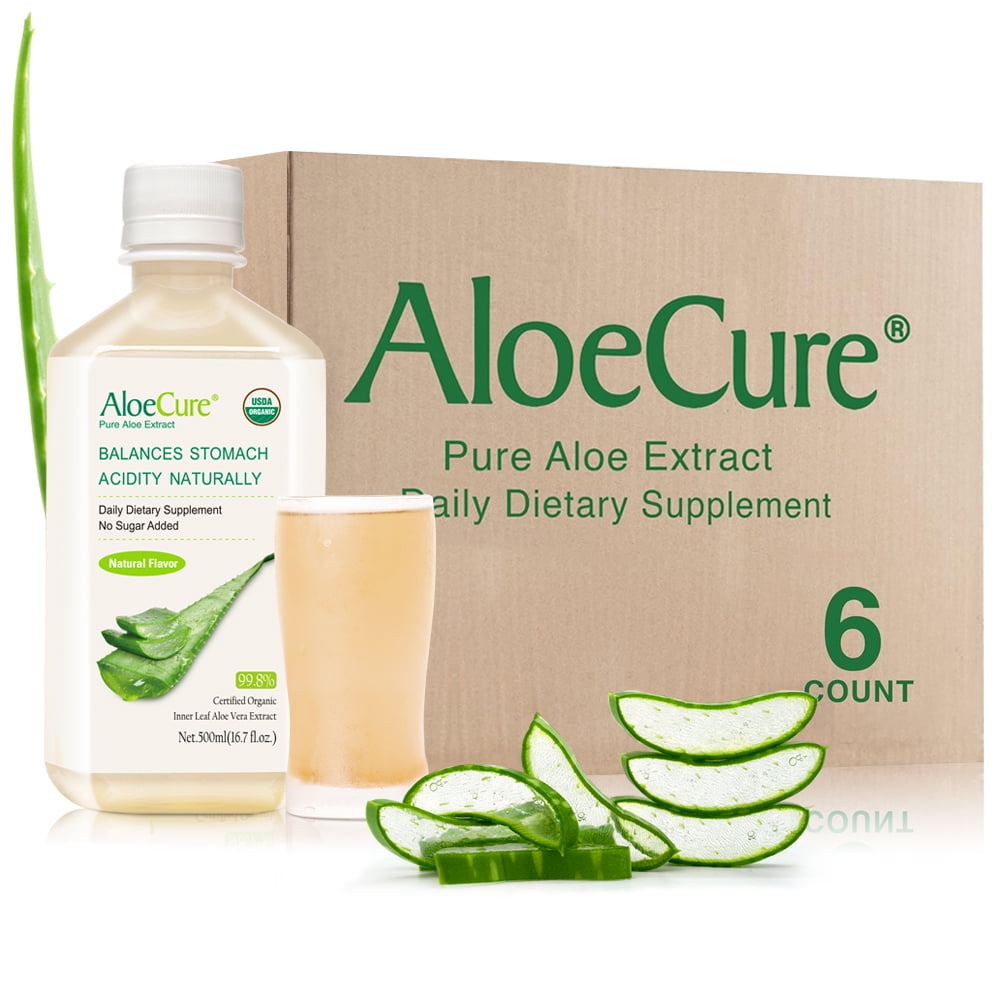 AloeCure Pure Aloe Vera Juice USDA Certified Organic, Natural Flavor ...