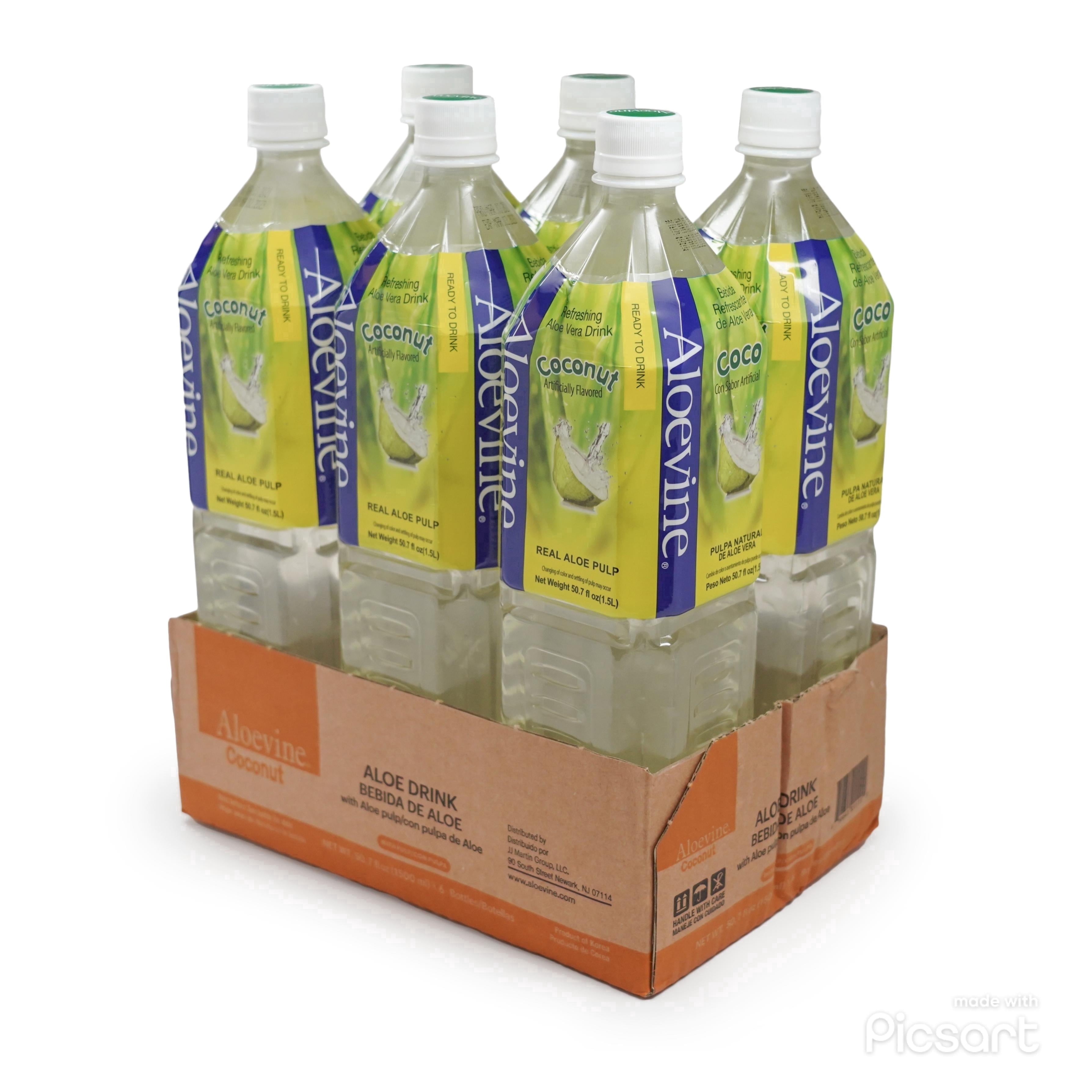 Aloevine Coconut Aloe Vera Drink with Aloe Pulp, 50.7 fl oz, 6 Count ...