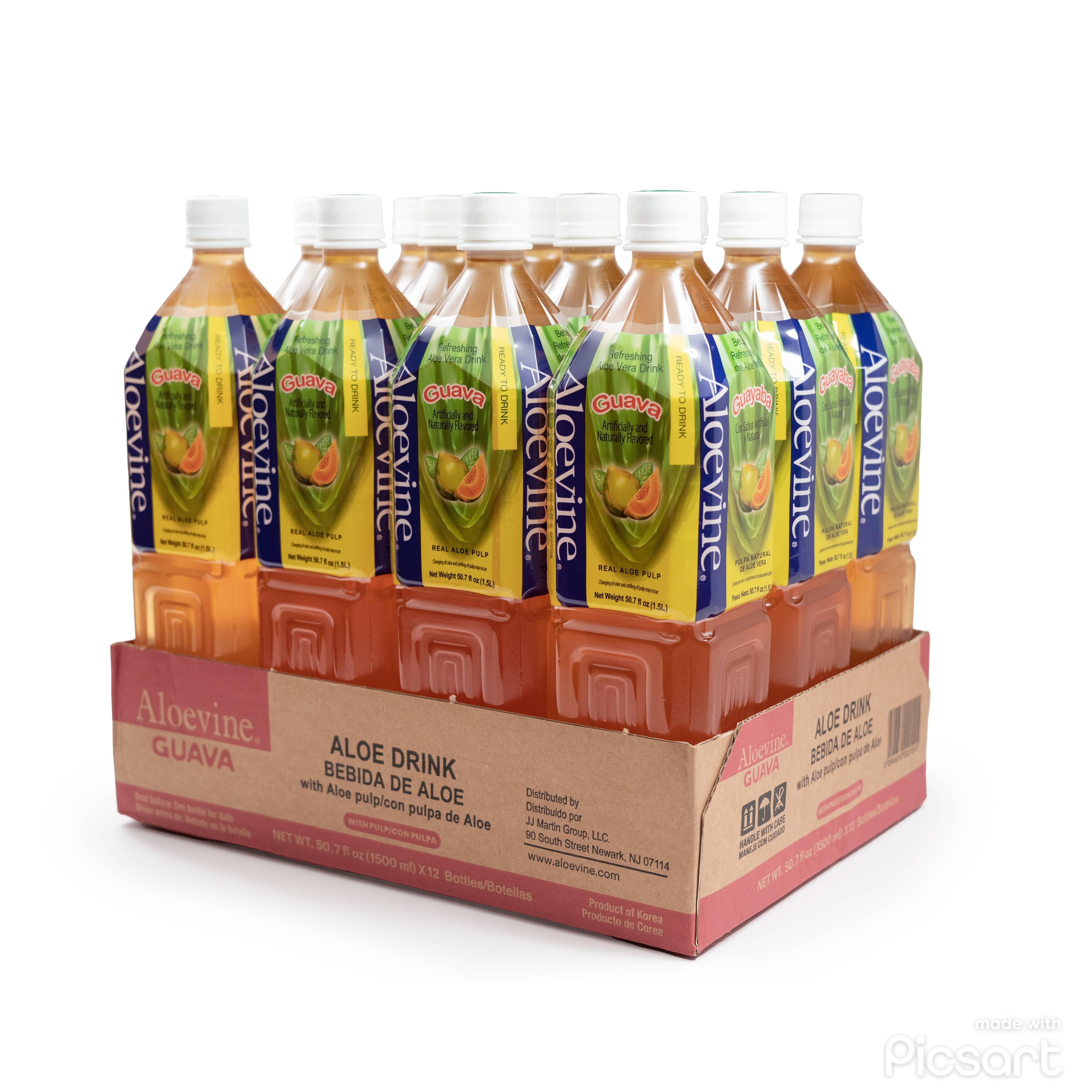 Aloevine Guava Aloe Vera Drink with Aloe Pulp, 50.7 fl oz, 12 Count ...