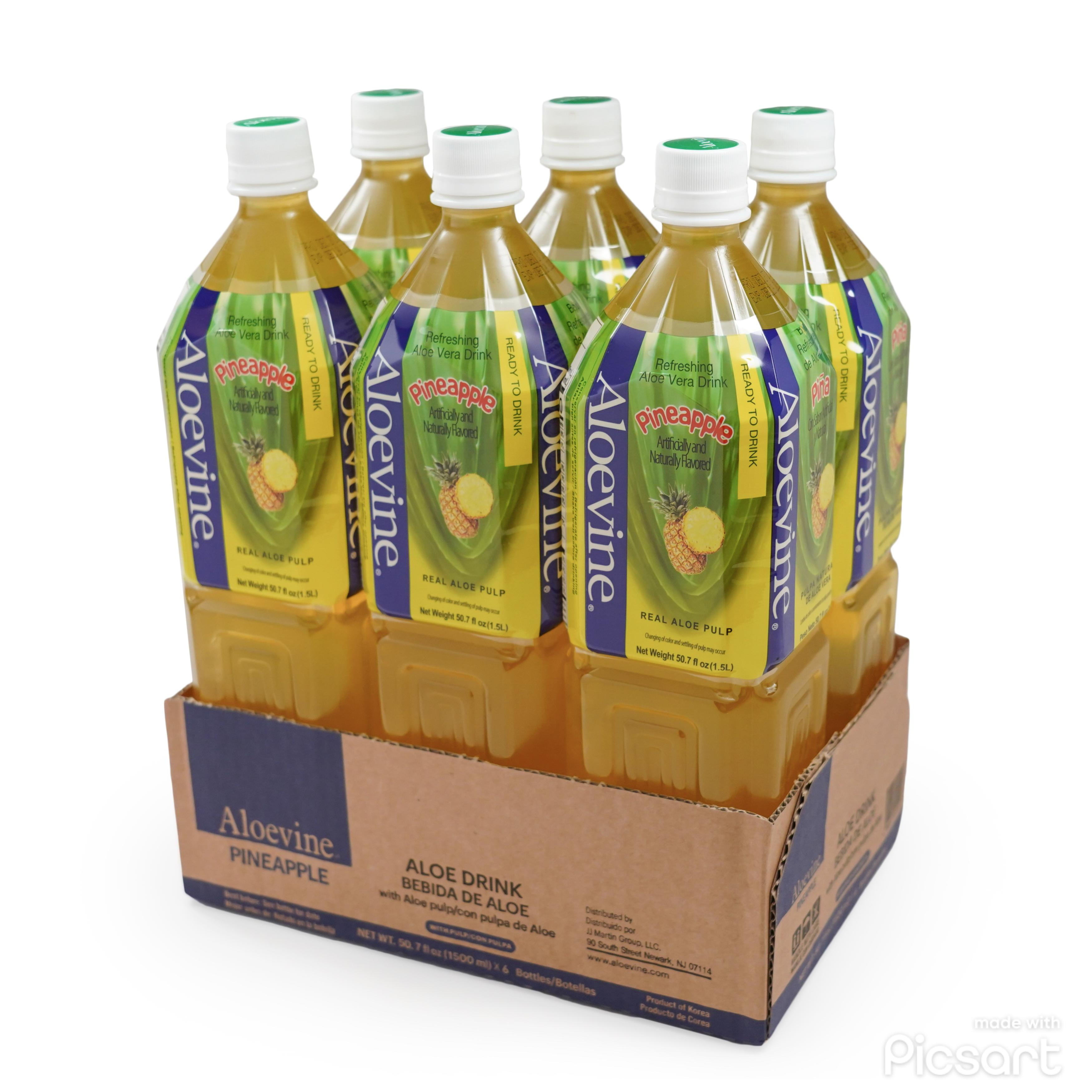 Aloevine Pure Pulp Aloe Vera Beverage, Real Pineapple Flavor Drink (50. ...