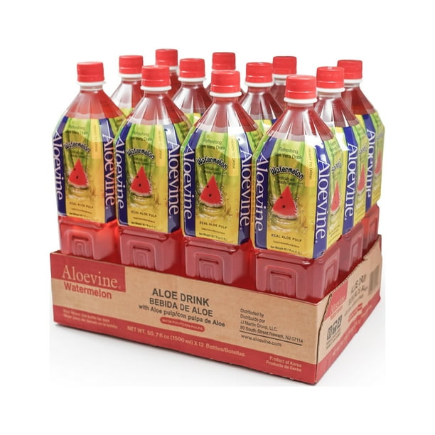 Aloevine Aloe Vera Drink, Watermelon Flavor (50.7 fl oz, 12 pack ...