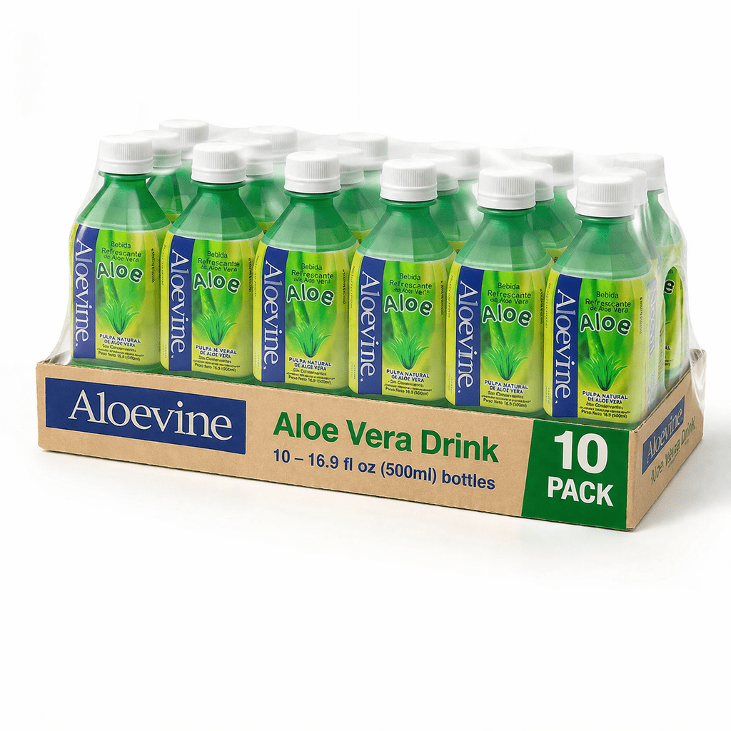 Aloevine Aloe Vera Drink with Pulp 16.9 fl oz Plastic Bottles, 10 Pack ...