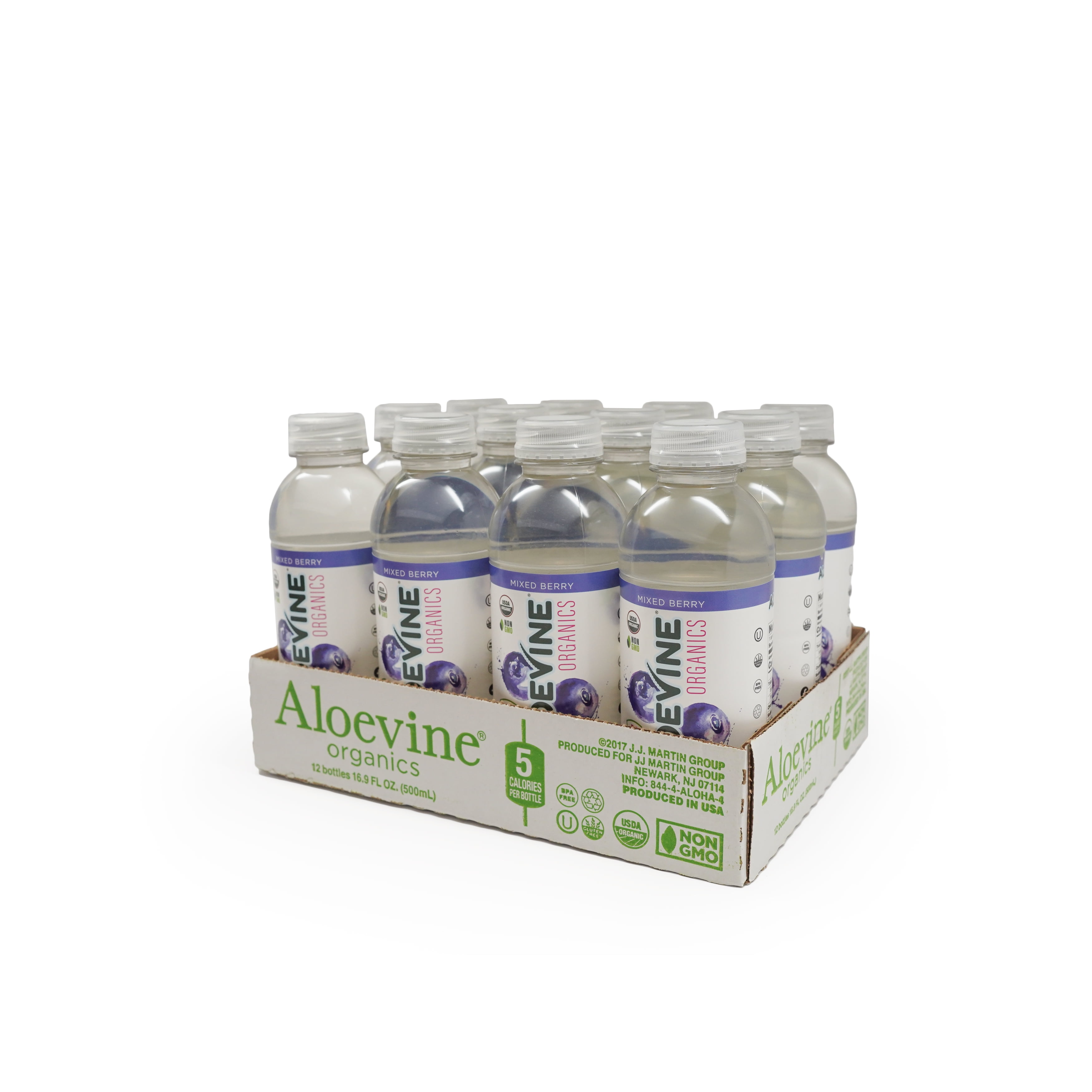 Aloevine Organics Aloe Drink, Mixed Berry, Low Calorie, Low Sugar (16.9 ...
