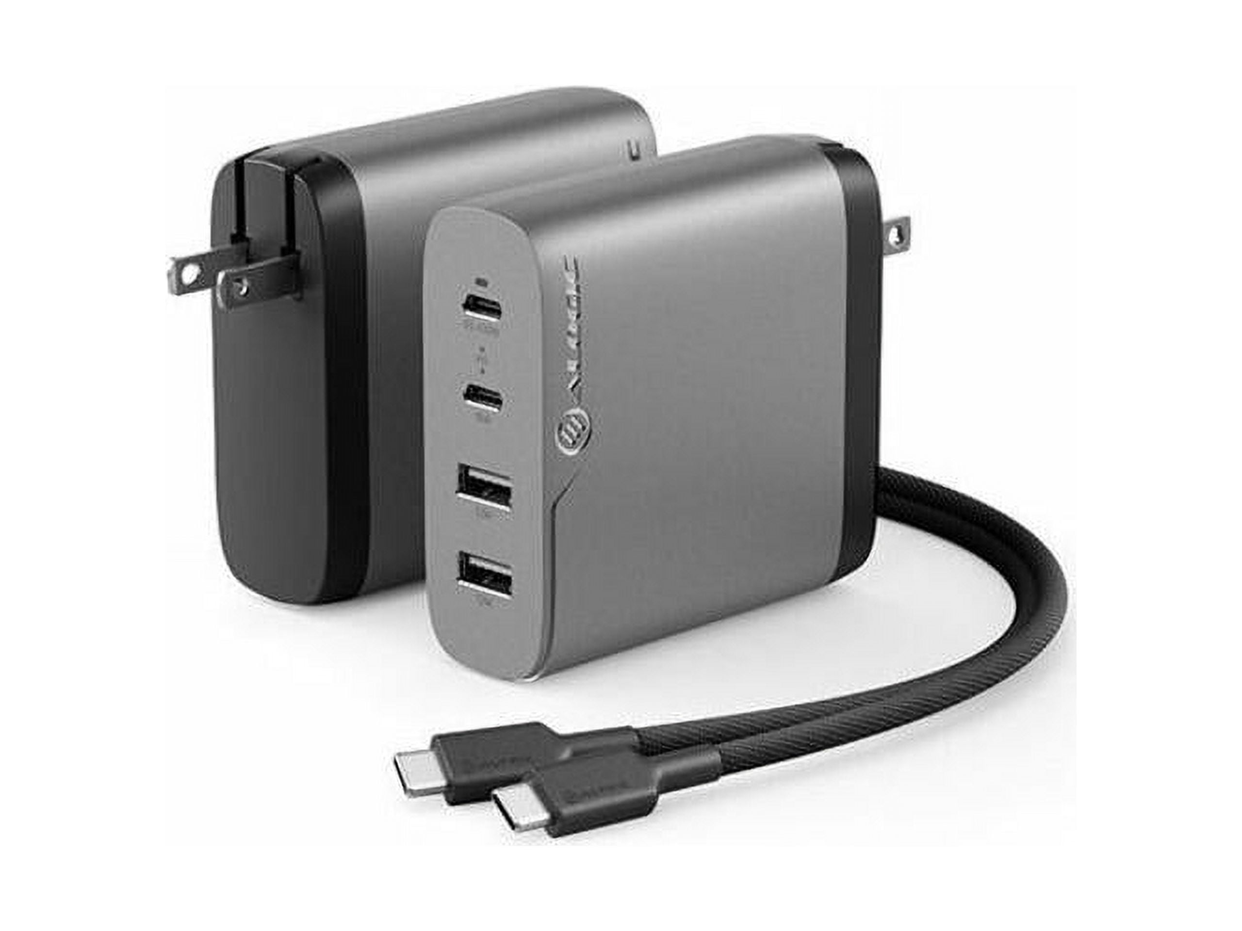 Alogic WCG4X100SGR-US 4X100 Rapid Power 4 Port 100W GaN Wall Charger - Space Grey - Includes 2m ...
