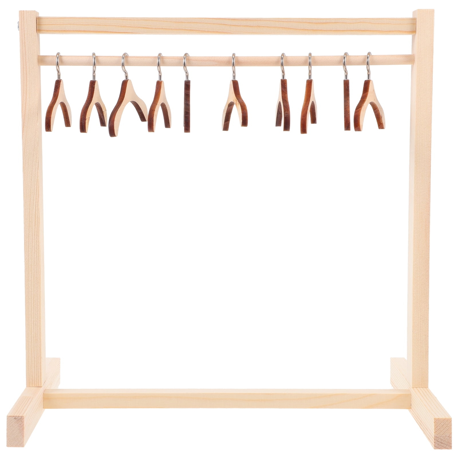 Aloha 1Set Wooden Doll Garment Rack with Clothes Hangers Doll Clothing ...
