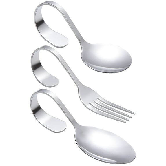Aloha 3pcs Curved Handle Spoons and Fork Set Serving Spoons Stainless ...