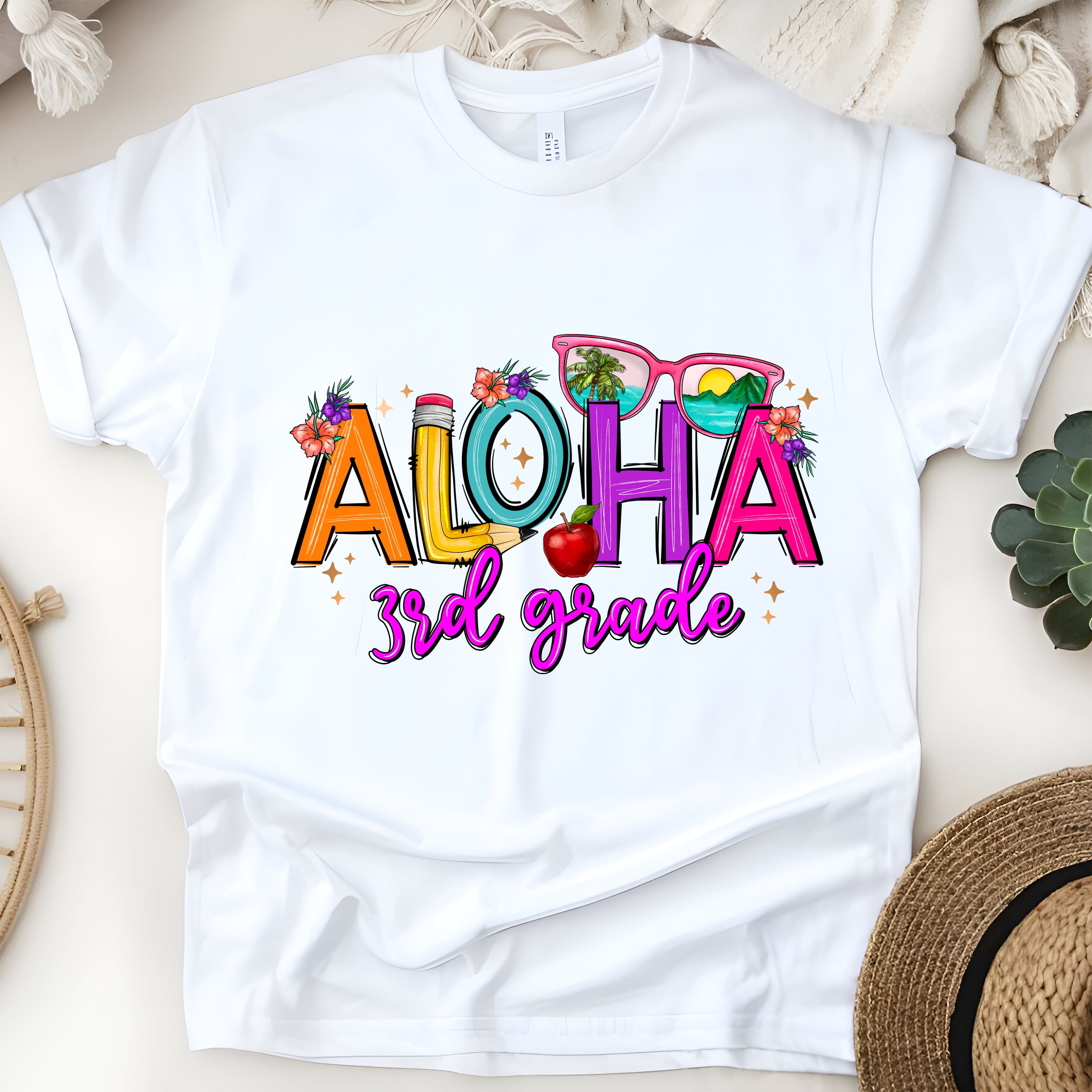 Aloha 3rd Grade Shirt – Back to School Tropical Teacher T-Shirt, White, Size L - Walmart.com