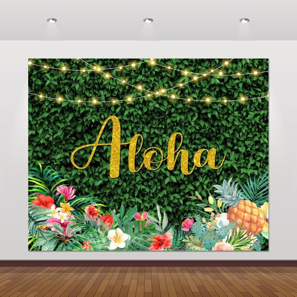 Aloha Backdrop 7x5ft Luau Birthday Party Backdrop Summer Tropical ...