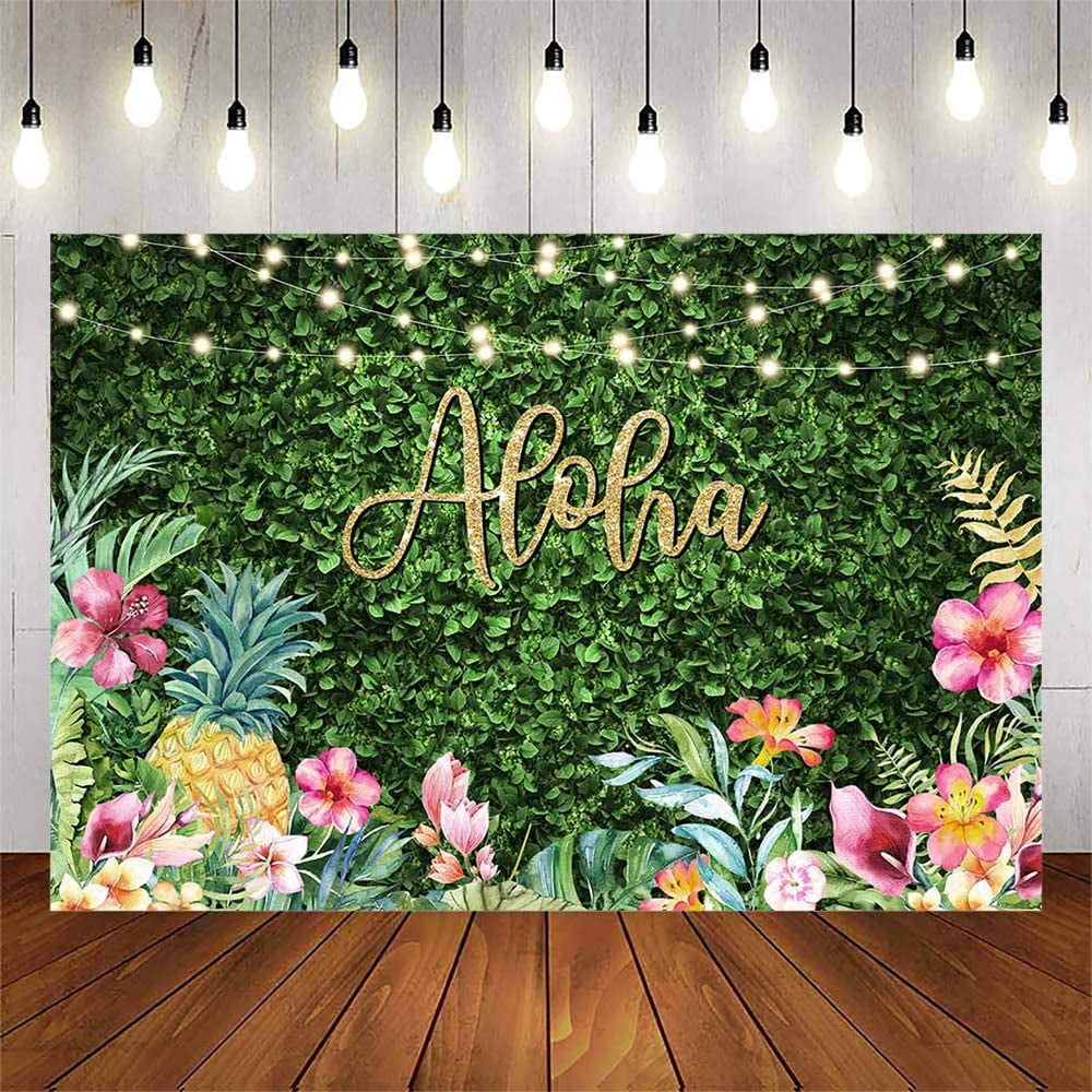 Aloha Backdrop Luau Birthday Party Backdrop Tropical Hawaiian Baby ...