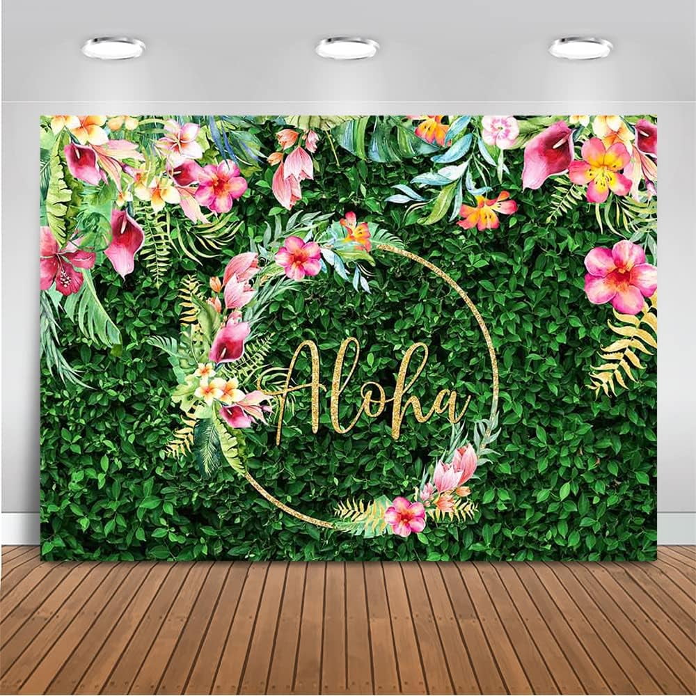 Aloha Backdrop Tropical Luau Birthday Baby Shower Party Decoration ...