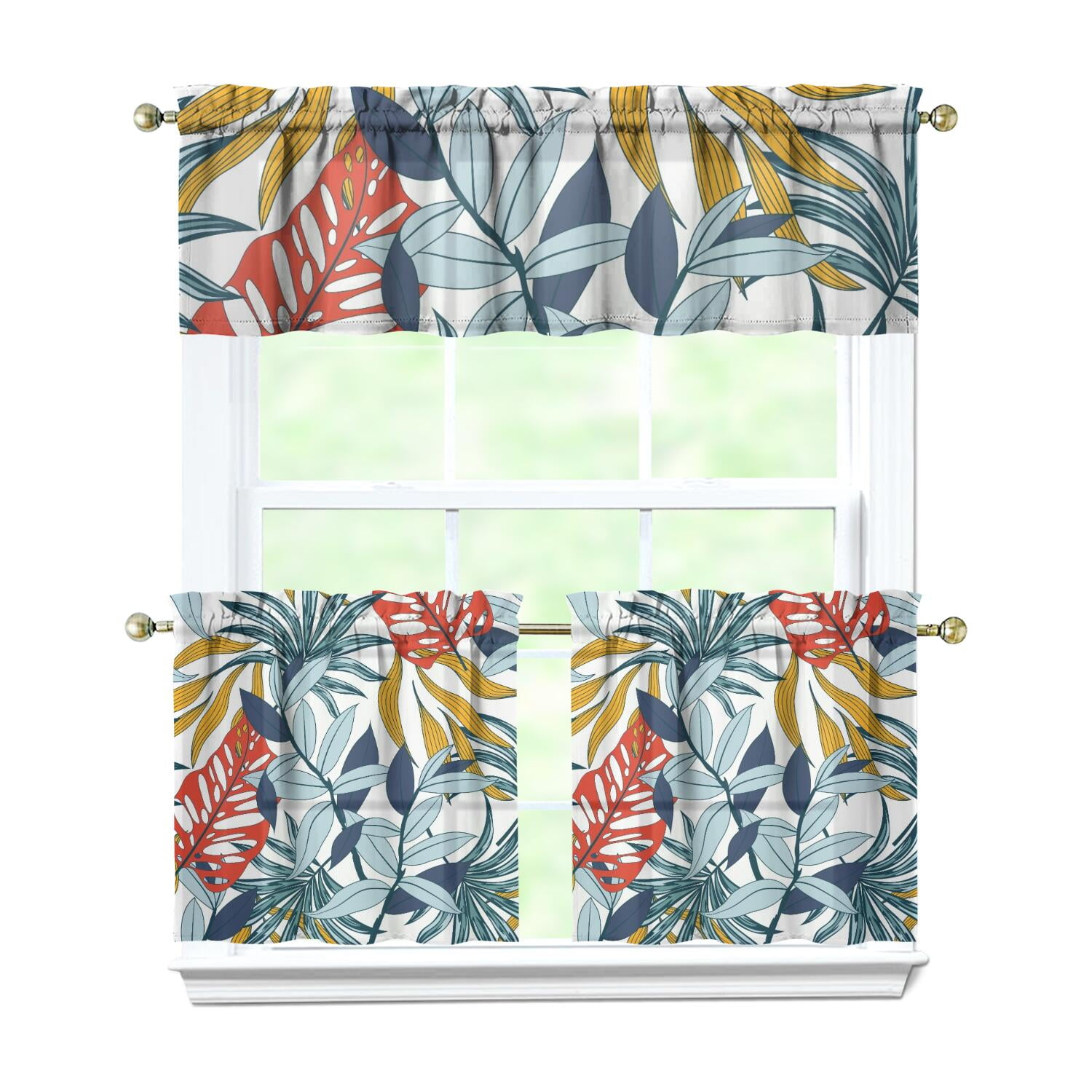 Aloha Beach Vacation Tier Curtains - Colorful Exotic Rod Pocket Kitchen ...