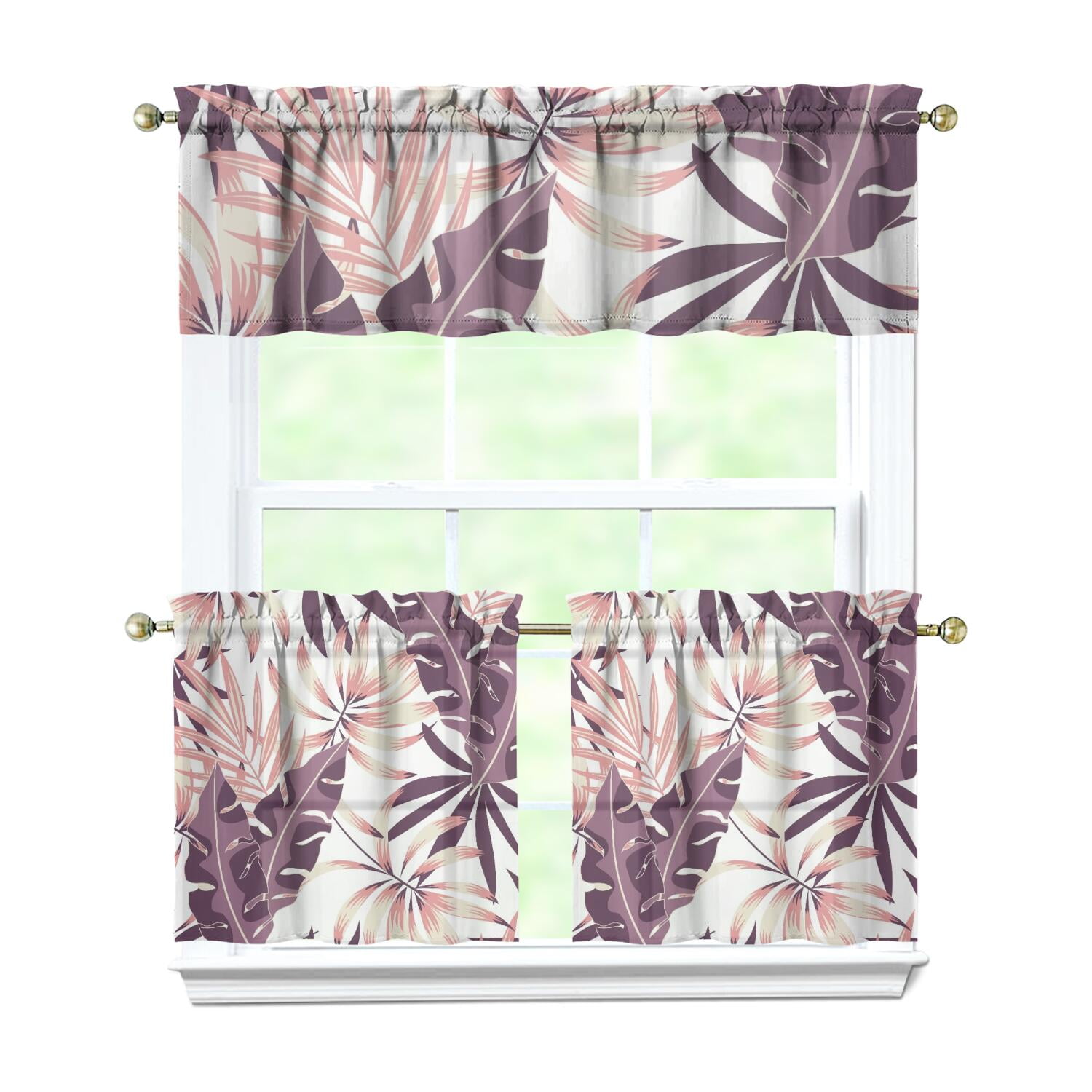 Aloha Beach Vacation Tier Curtains - Colorful Exotic Rod Pocket Kitchen ...