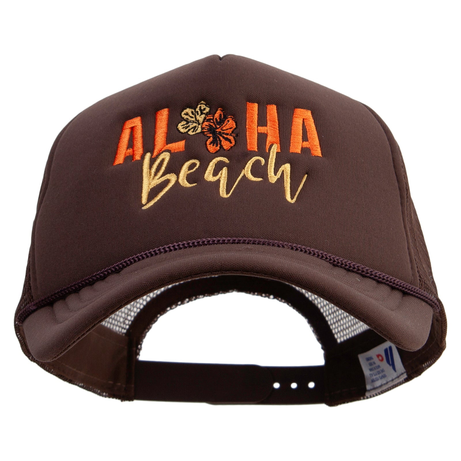 Aloha Beach with Flowers Embroidered Summer Foam Mesh Trucker Cap ...