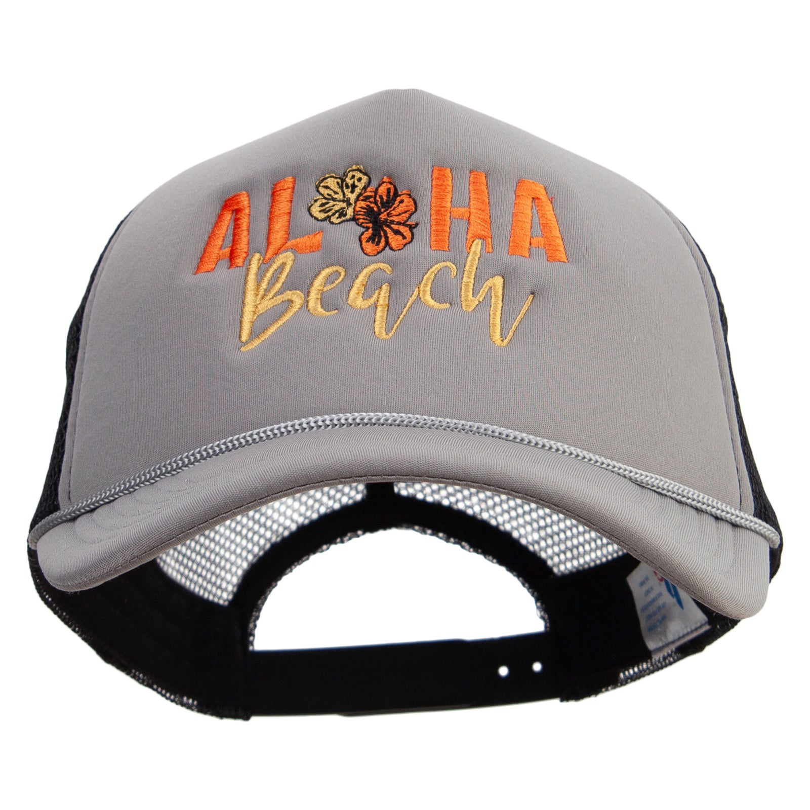 Aloha Beach with Flowers Embroidered Summer Foam Mesh Trucker Cap ...