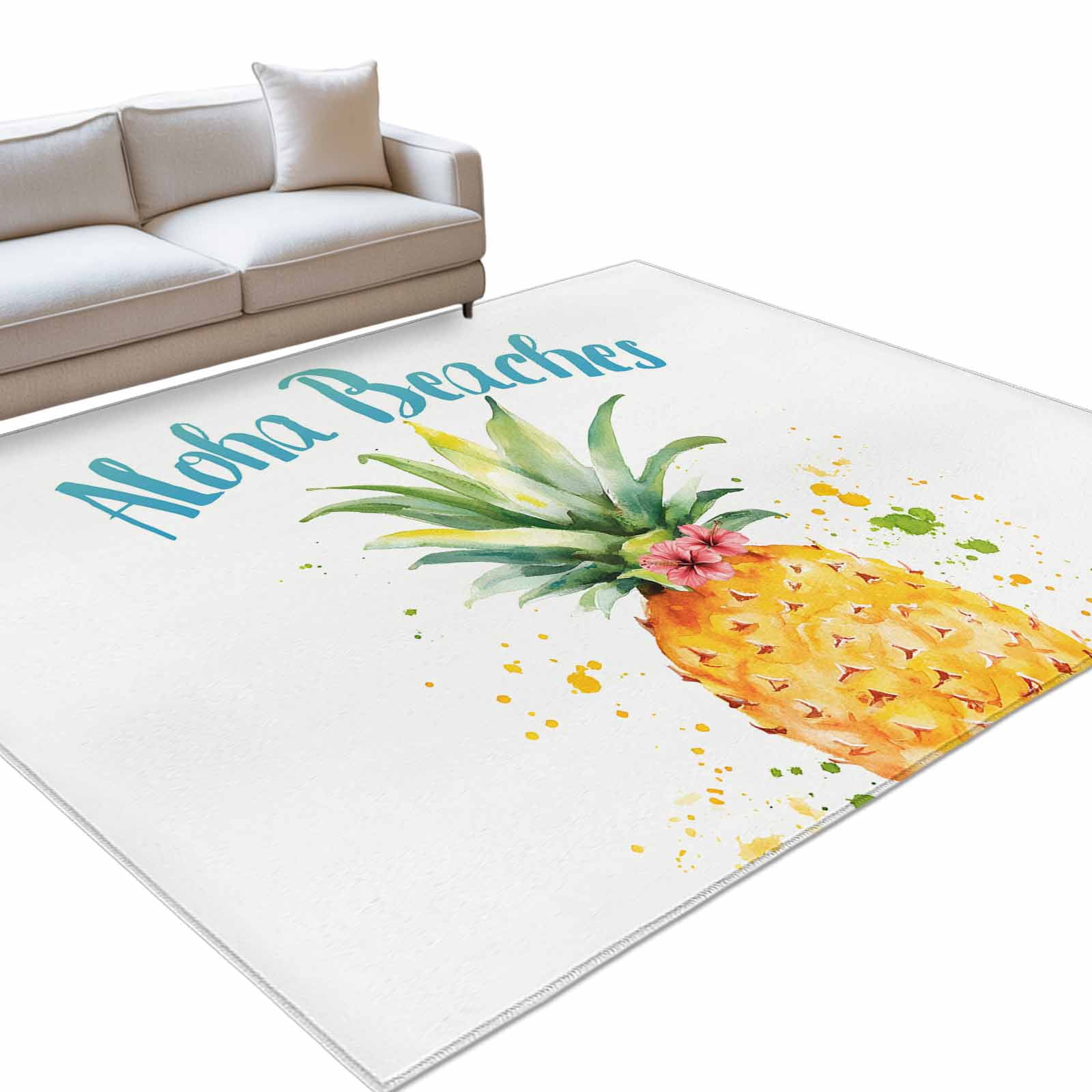 Aloha Beaches Area Rugs 4x6ft Pineapple Summer Fruit Floor Rug Non Slip ...