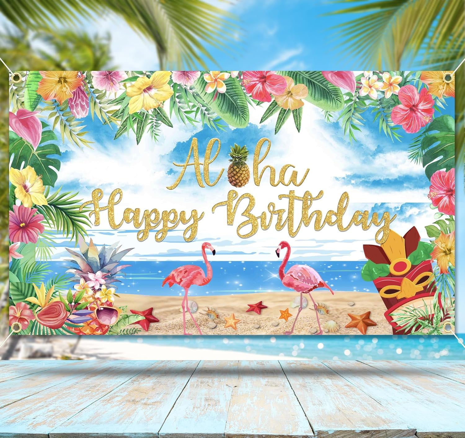 Aloha Birthday Hawaiian Backdrop Party Decorations Luau Backdrop for ...