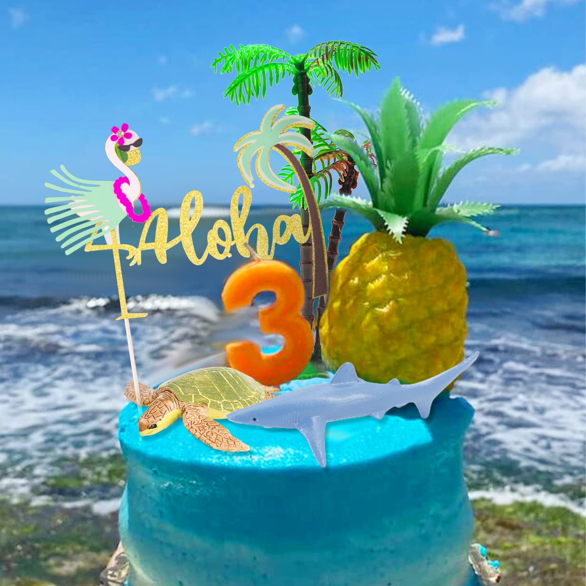 Aloha Cake Topper Set - Flamingo Party Decorations Beach & Luau ...