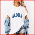 Aloha Capital Letters Aesthetic Casual Summer Graphic Fit Unisex T ...