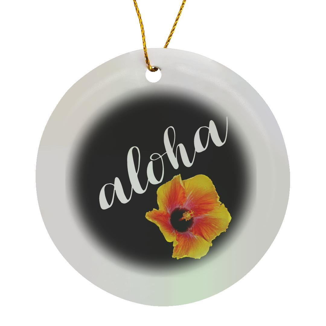 3drose, Aloha. Cursive White Lettering with a Photo of a Hibiscus on ...