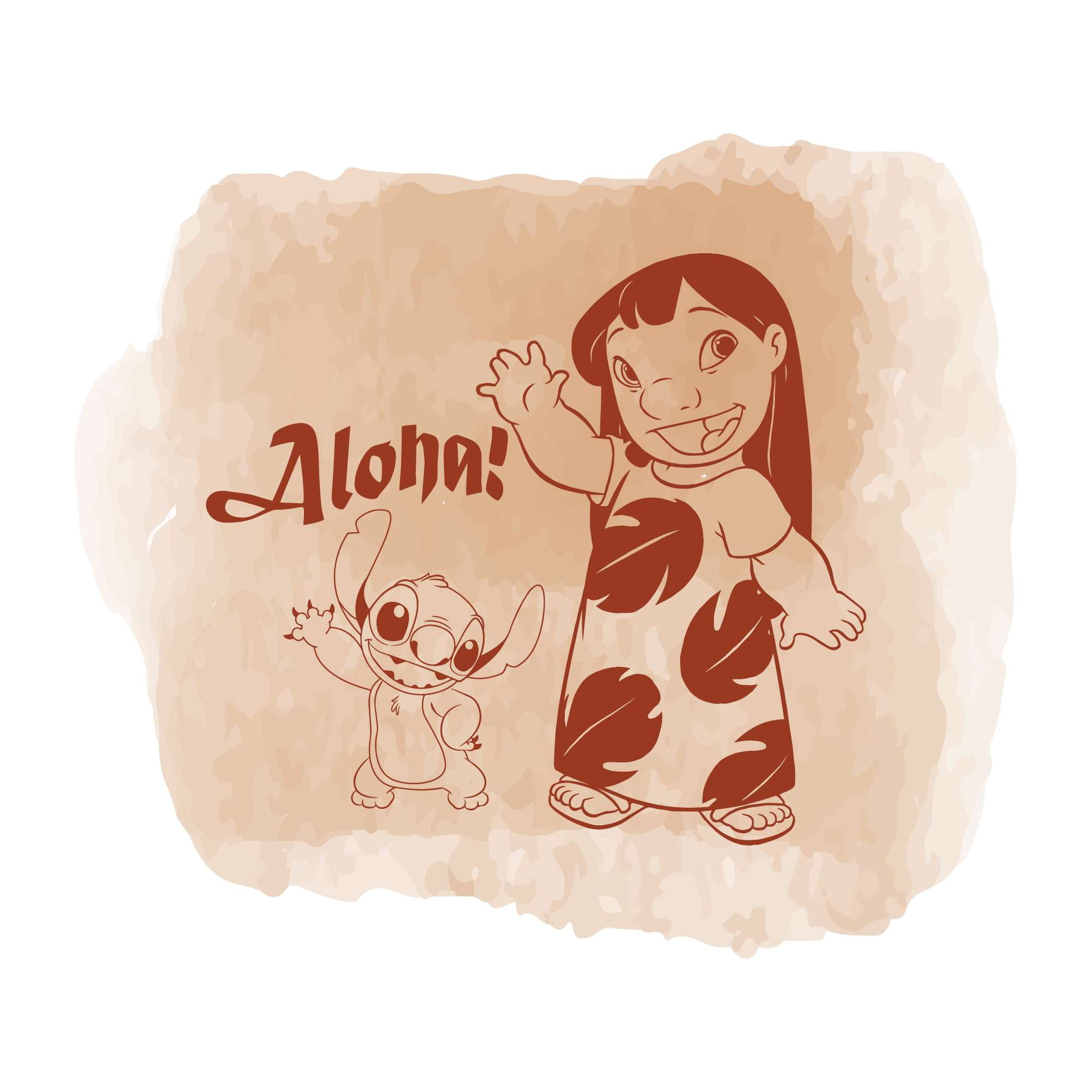 Aloha Cute Cartoon Girl with Koala Watercolor Vinyl Design Wall Art ...