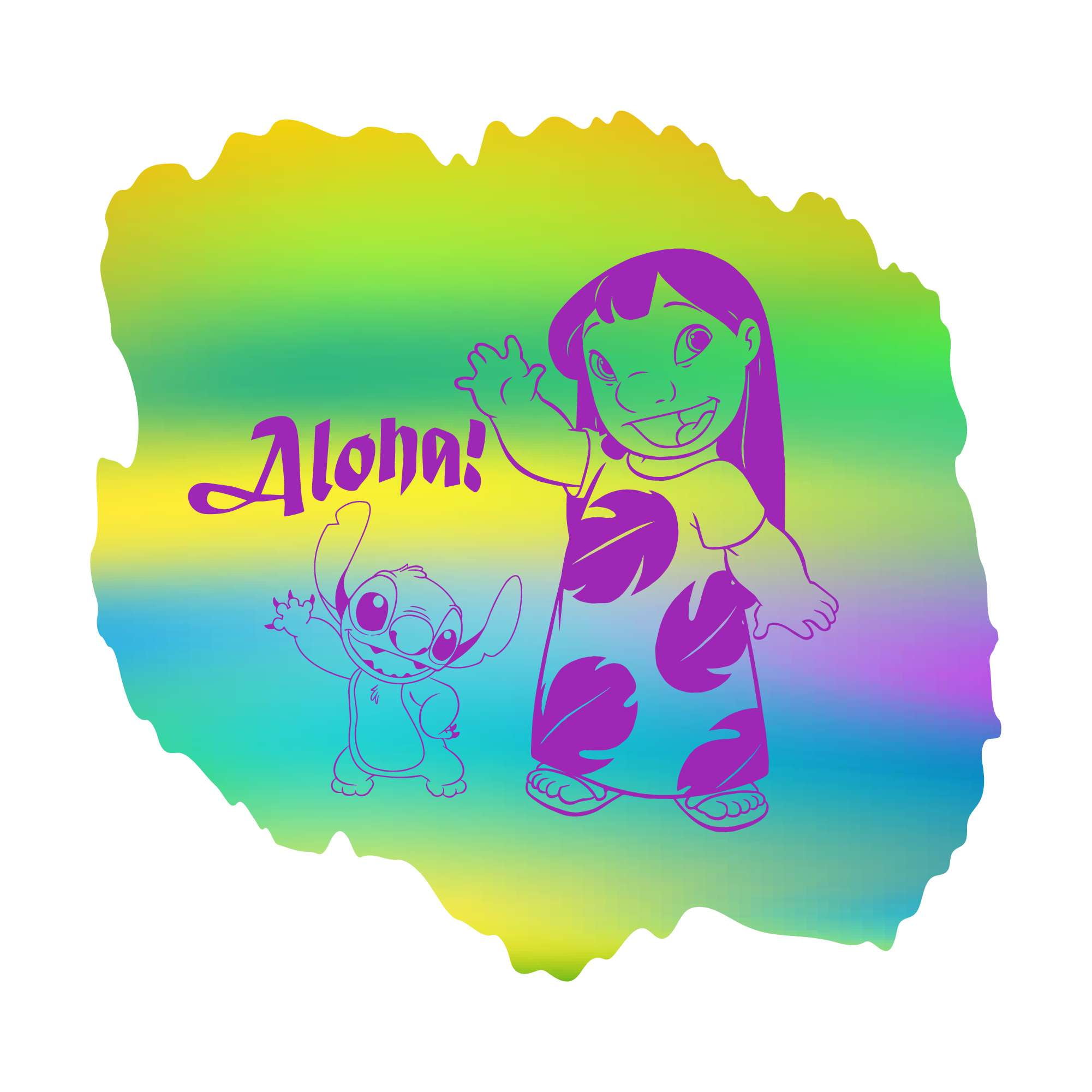 Aloha Cute Cartoon Girl with Koala Watercolor wall Design Wall Art ...