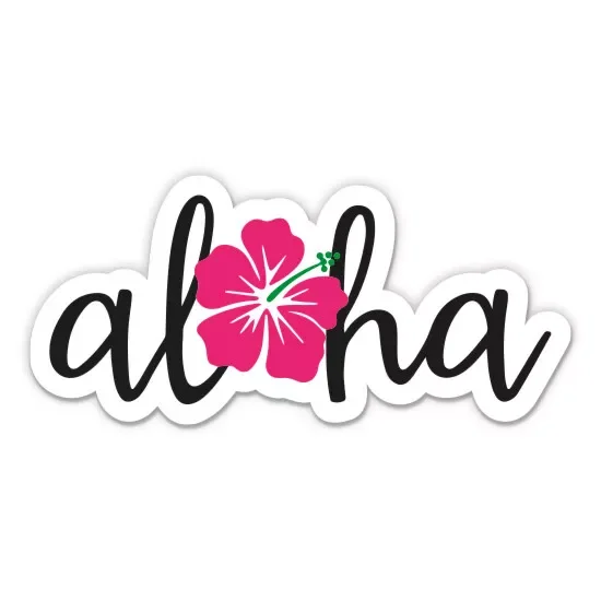 Aloha Cute Hibiscus Hawaii Sticker Phone Decal Water Bottle Stickers ...