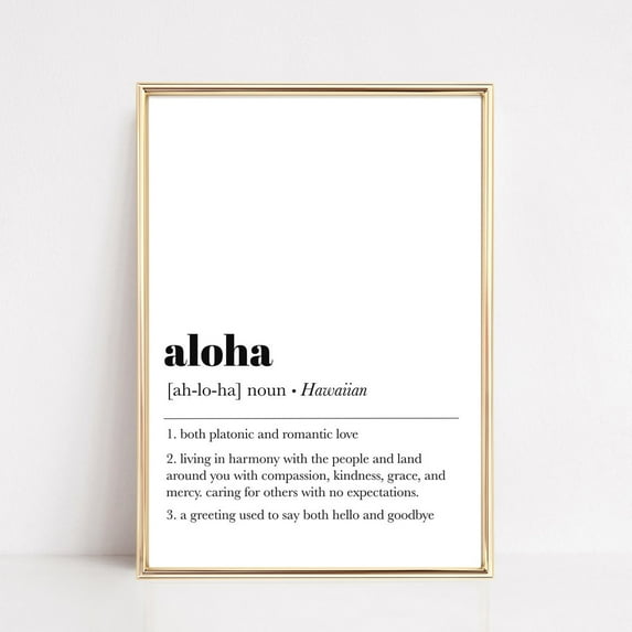 Aloha Definition Print: Hawaiian Wall Art UNFRAMED PAPER POSTER, Home ...