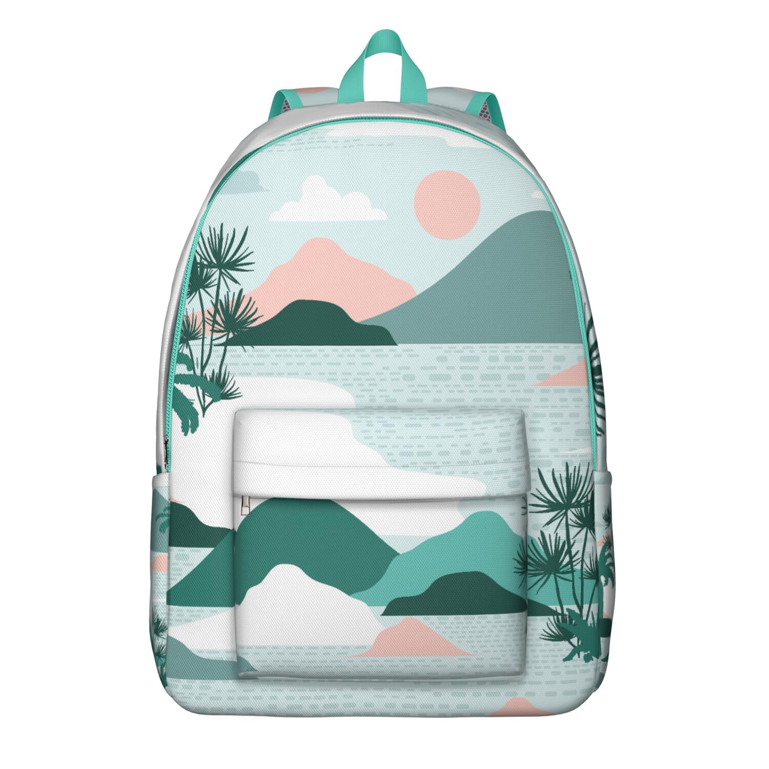 Aloha Floral Backpack, Hawaiian Palm Leaf School Bag with Tropical ...