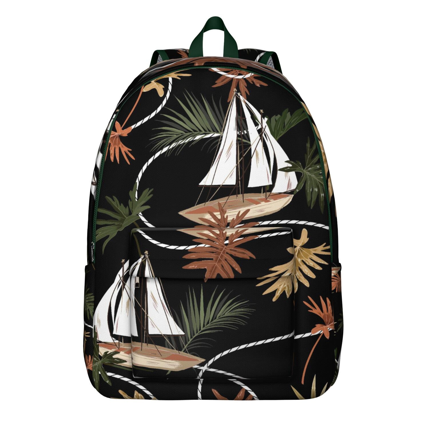 Aloha Floral Backpack, Hawaiian Palm Leaf School Bag with Tropical ...