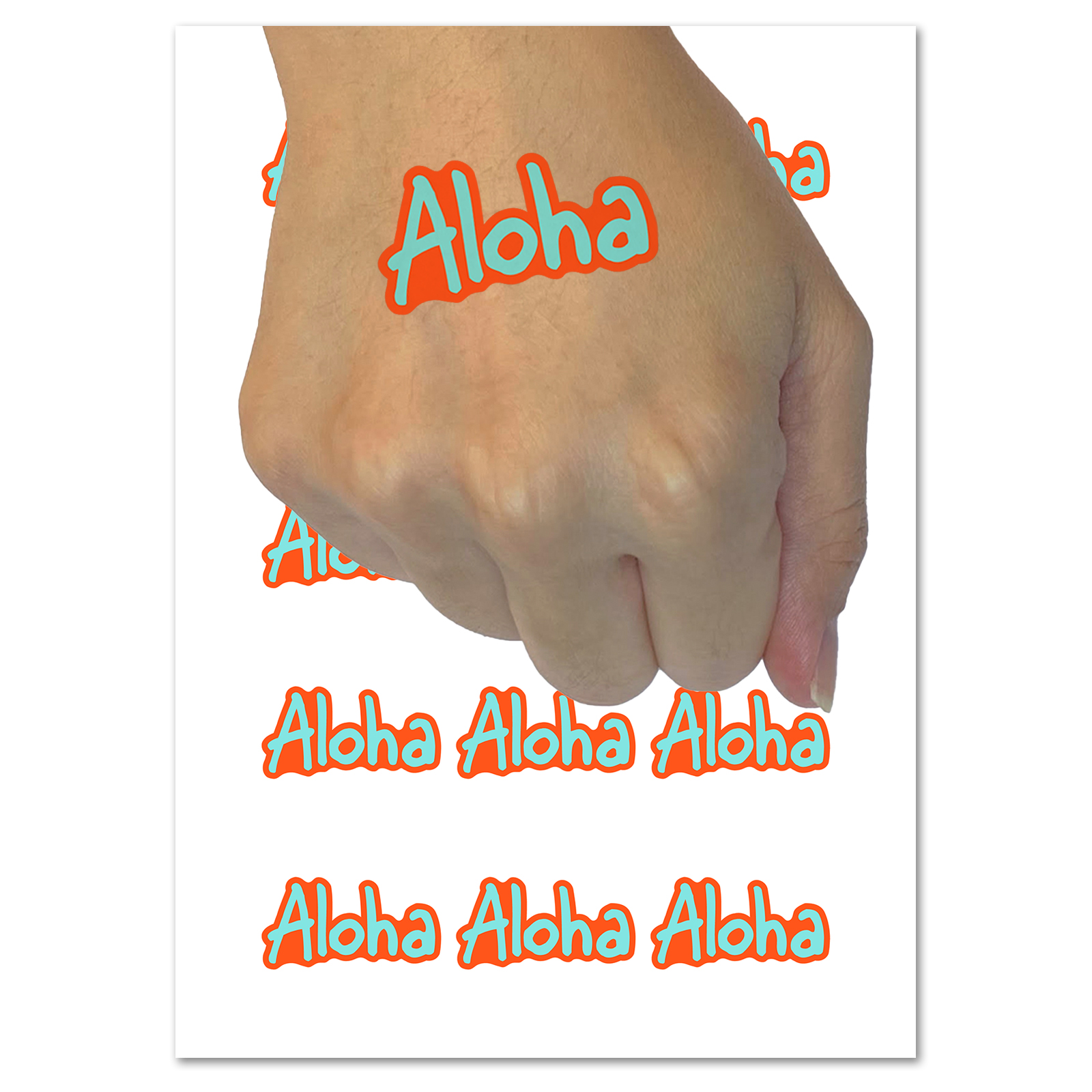 Aloha Fun Text Water Resistant Temporary Tattoo Set Fake Body Art ...