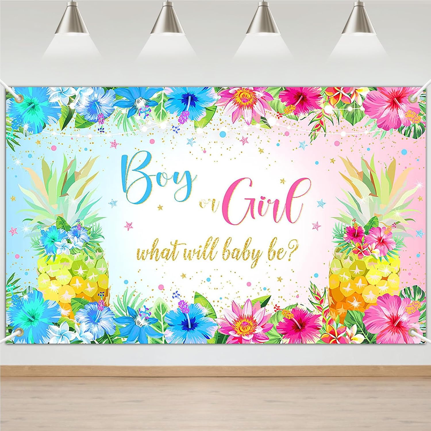 Aloha Gender Reveal Banner Summer Pineapple Gender Reveal Party ...
