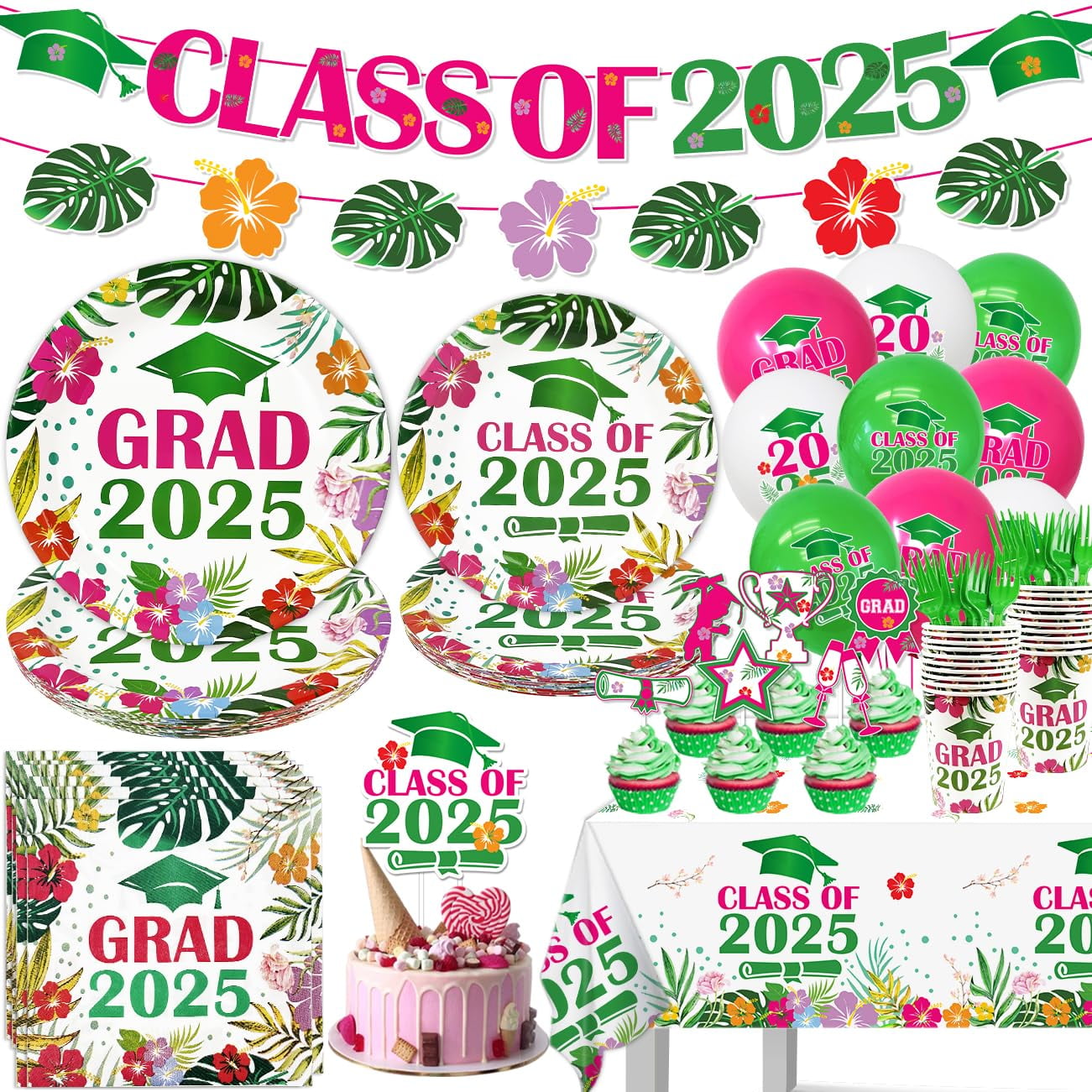 Aloha Graduation Party Decorations STF9 2025 Hawaiian luau Plates and ...