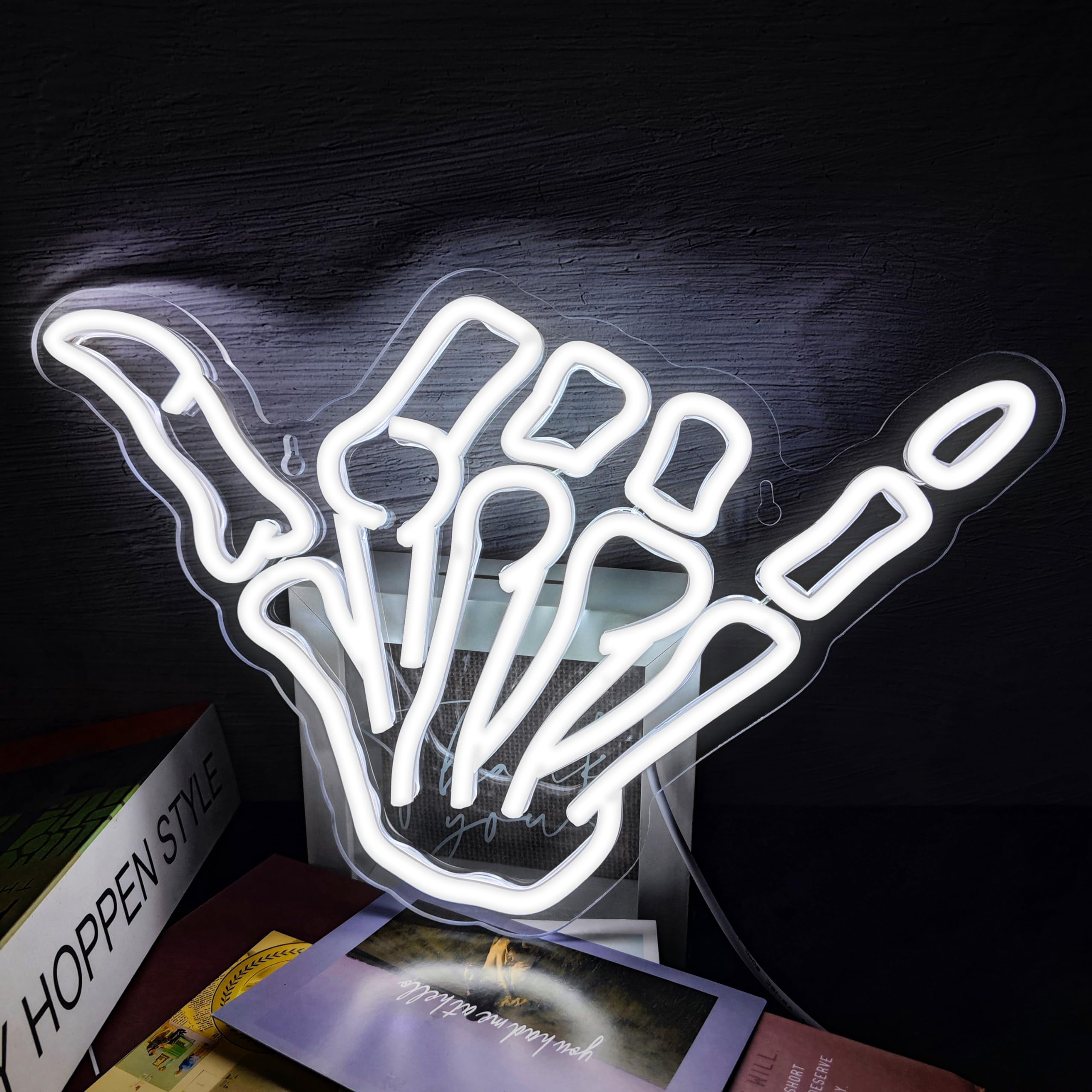 Aloha Hand Neon Sign,Shaka Gesture Skeleton Hand Led Neon Sign,Light up ...