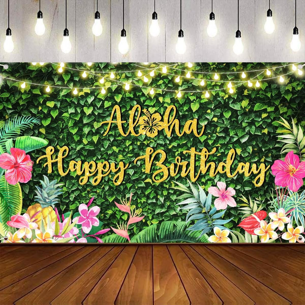 Aloha Happy Birthday Beach Backdrop, Hawaiian Tropical Luau Birthday ...