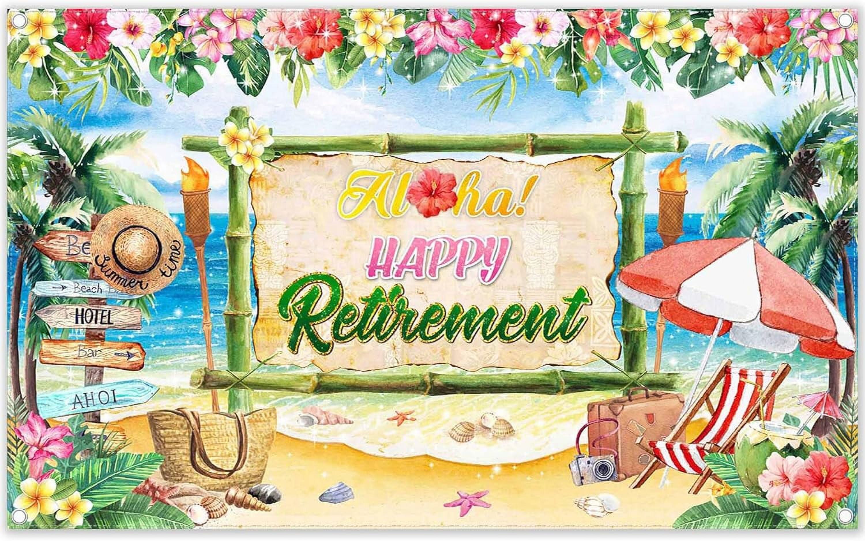Aloha Happy Retirement Pretty Backdrop Summer Hawaiian Tropical Beach ...
