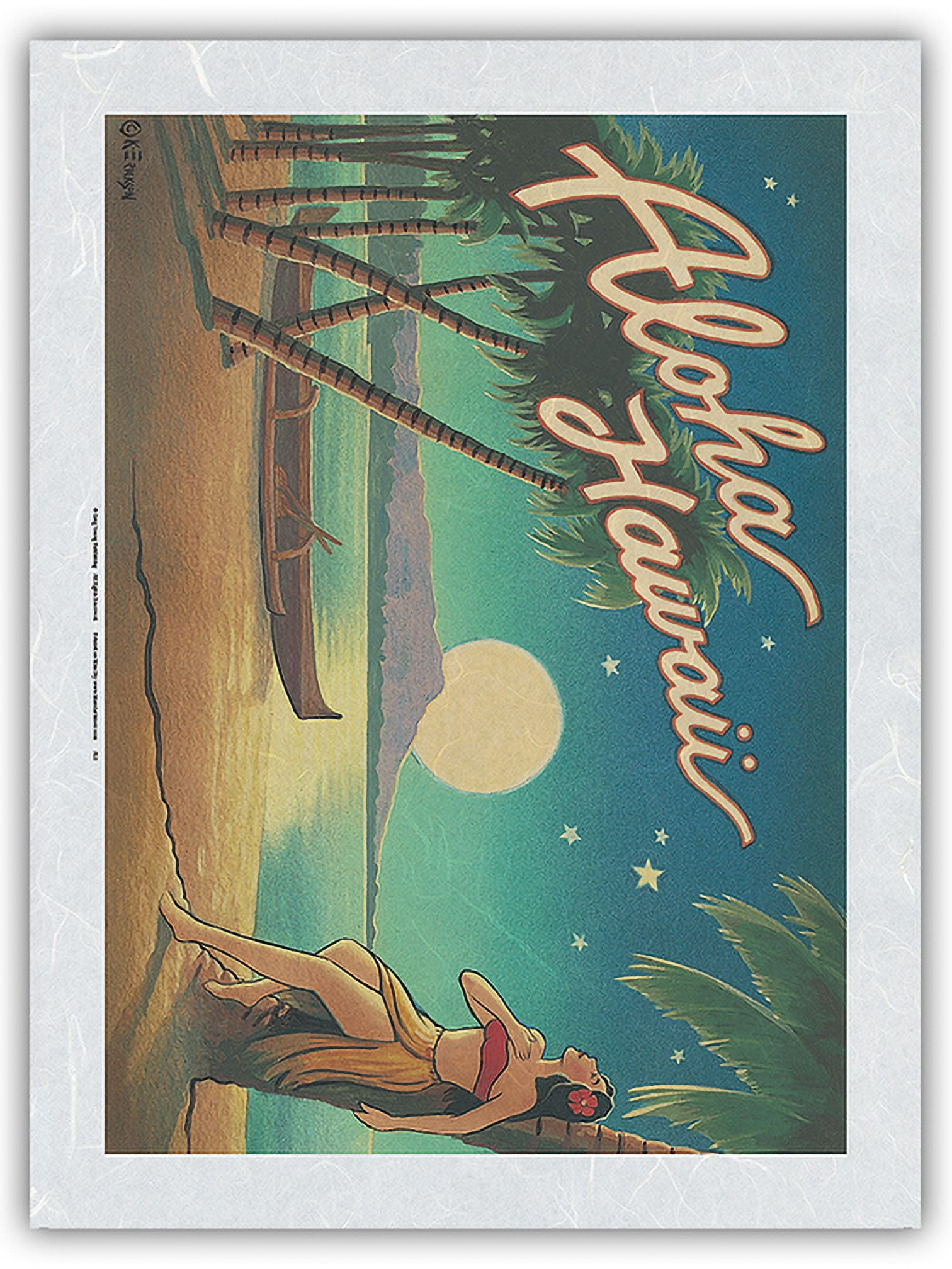 Aloha Hawaii - Full Moon over Diamond Head - Vintage Hawaiian Travel ...