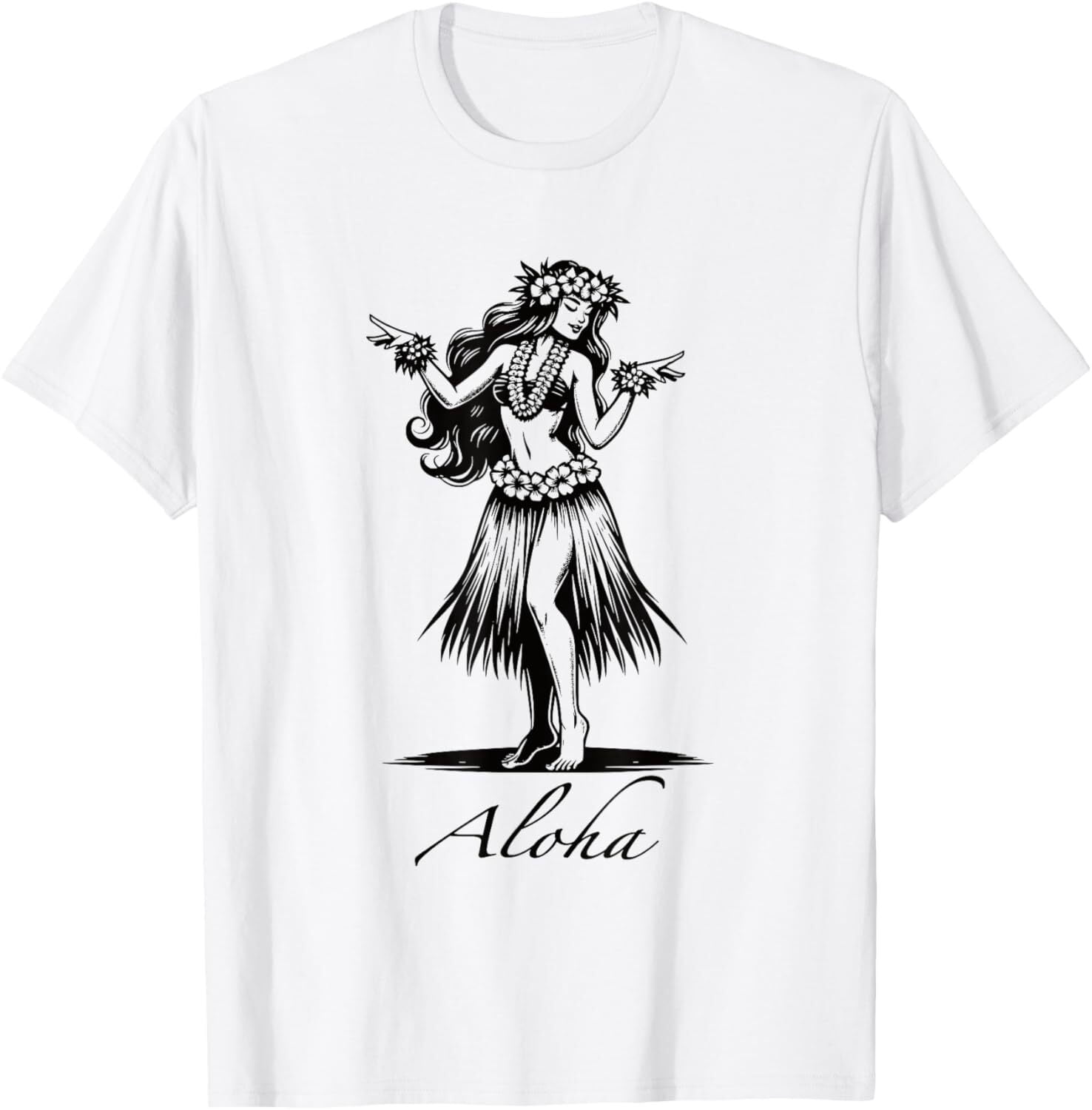 Aloha Hawaii Hawaiian Vintage Wahine Hula Dance Dancer Girl T-Shirt ...