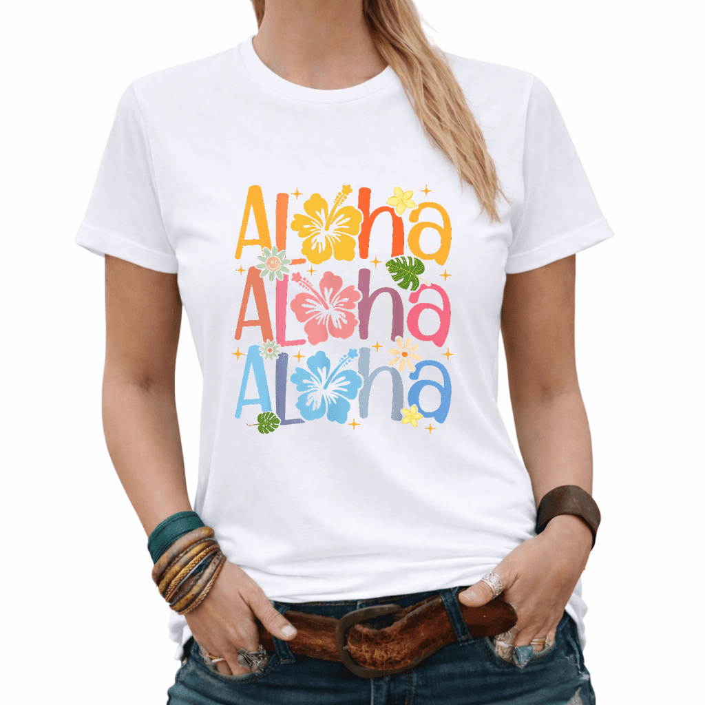 Aloha Hawaii Hibiscus Flower Graphic Tees Womans Tshirt Shirts Black ...