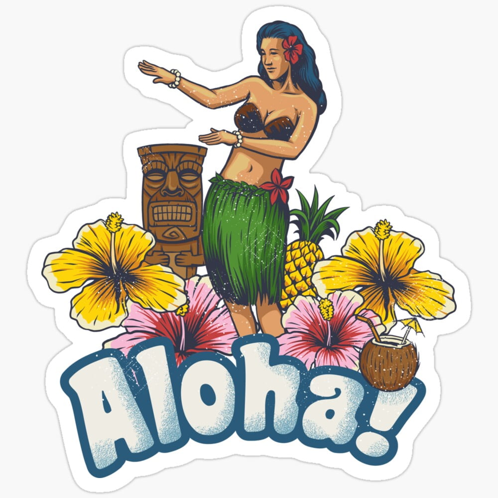 Aloha Hawaii Hula Dancer Sticker Phone Decal Water Bottle Stickers Car ...