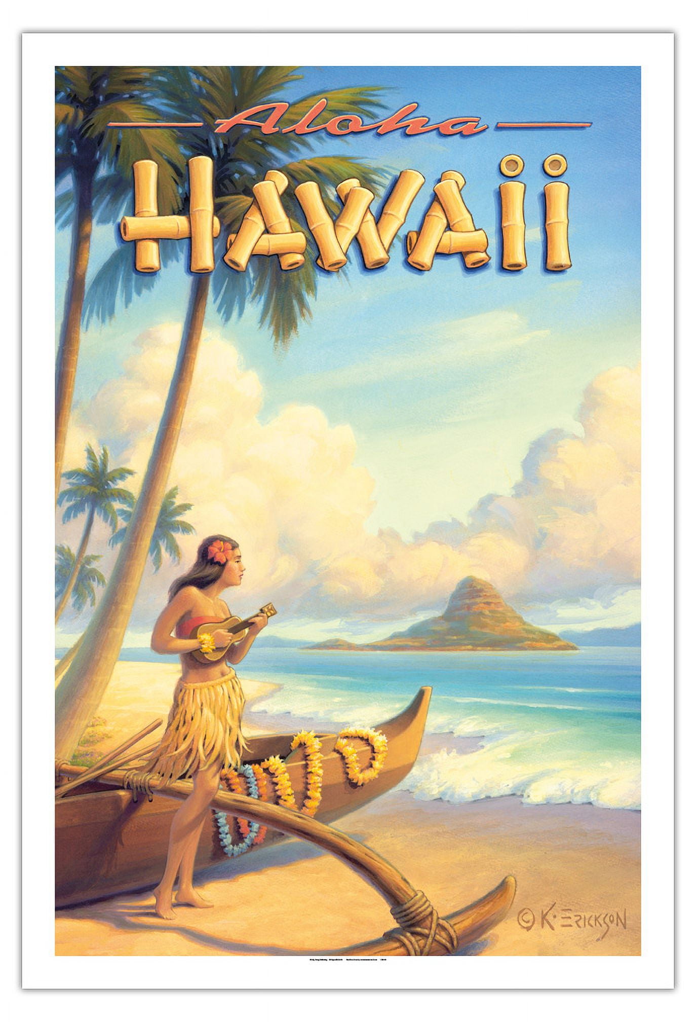 Aloha Hawaii - Hula Girl Playing Ukulele - Mokoliʻi Island (Chinaman's ...