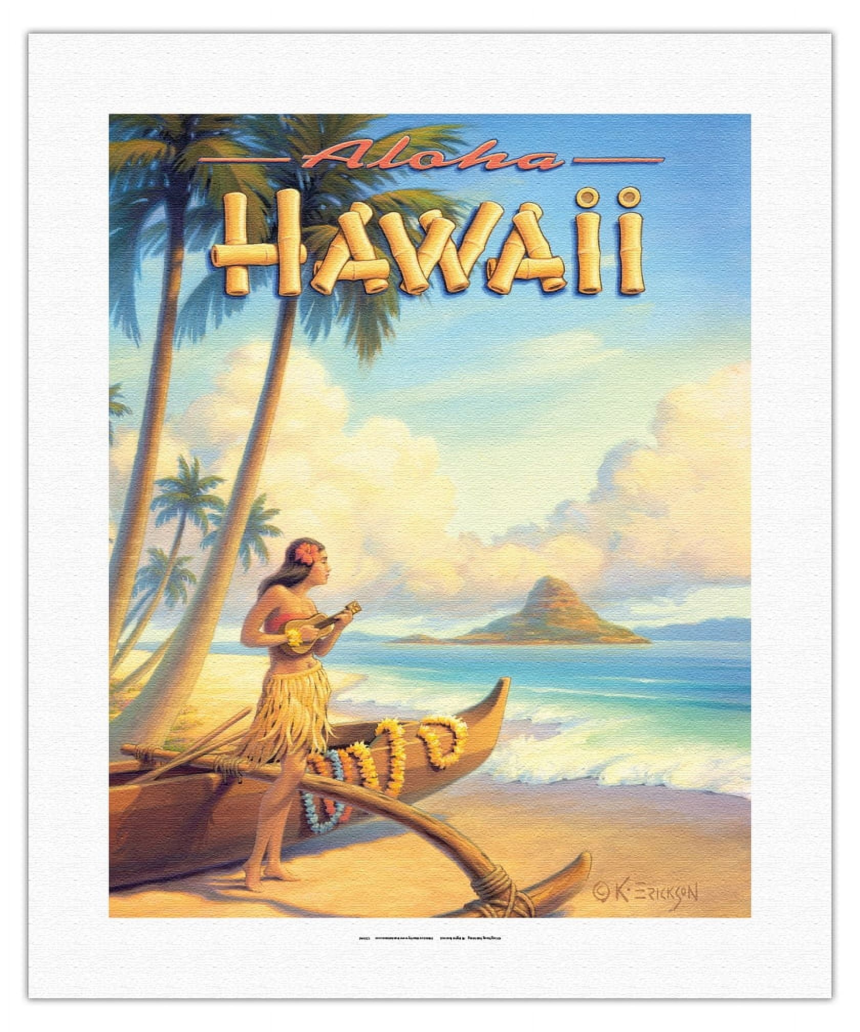 Aloha Hawaii - Hula Girl Playing Ukulele - Mokoliʻi Island (Chinaman's ...