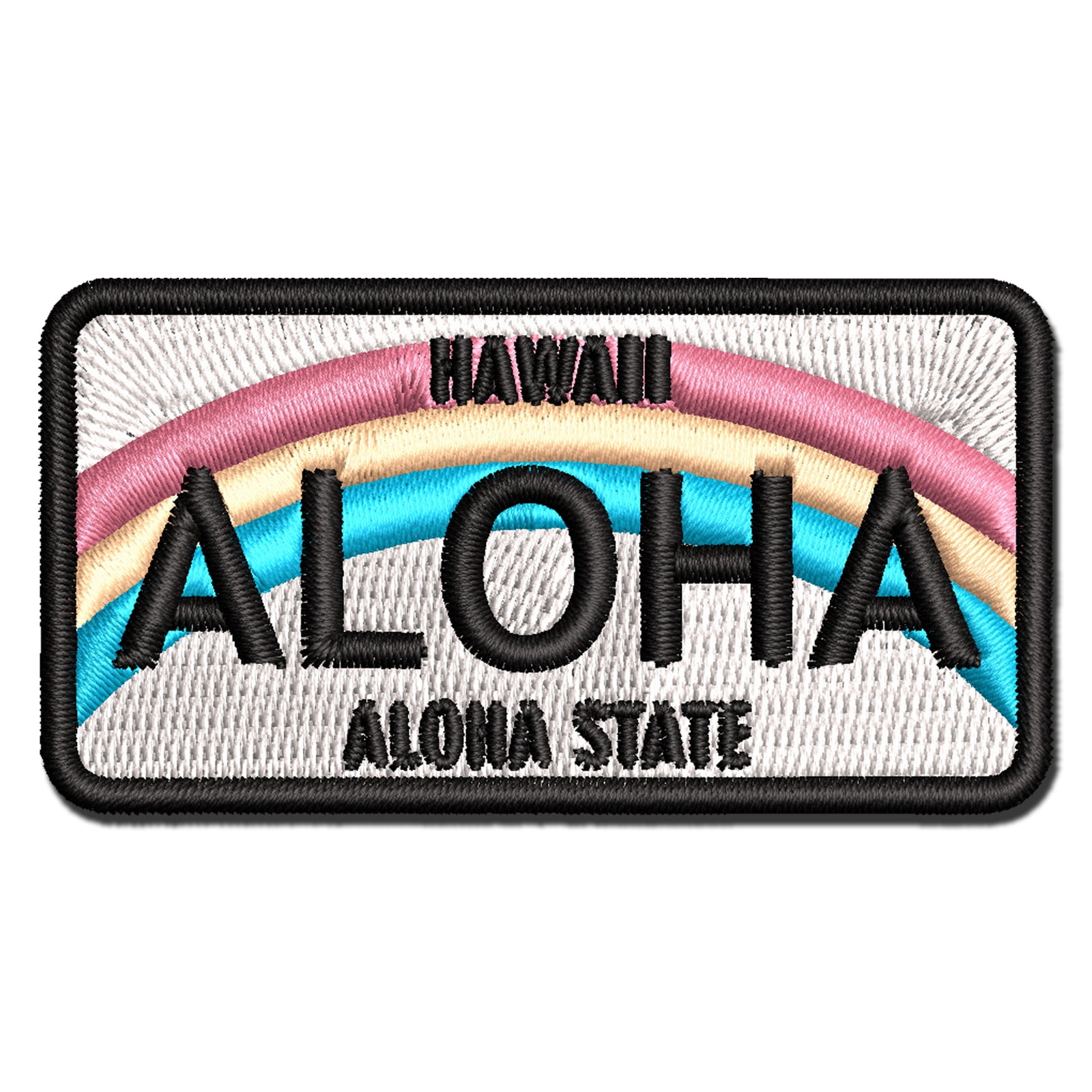 Aloha Hawaii License Plate Applique Multi-Color Embroidered Hook & Loop ...