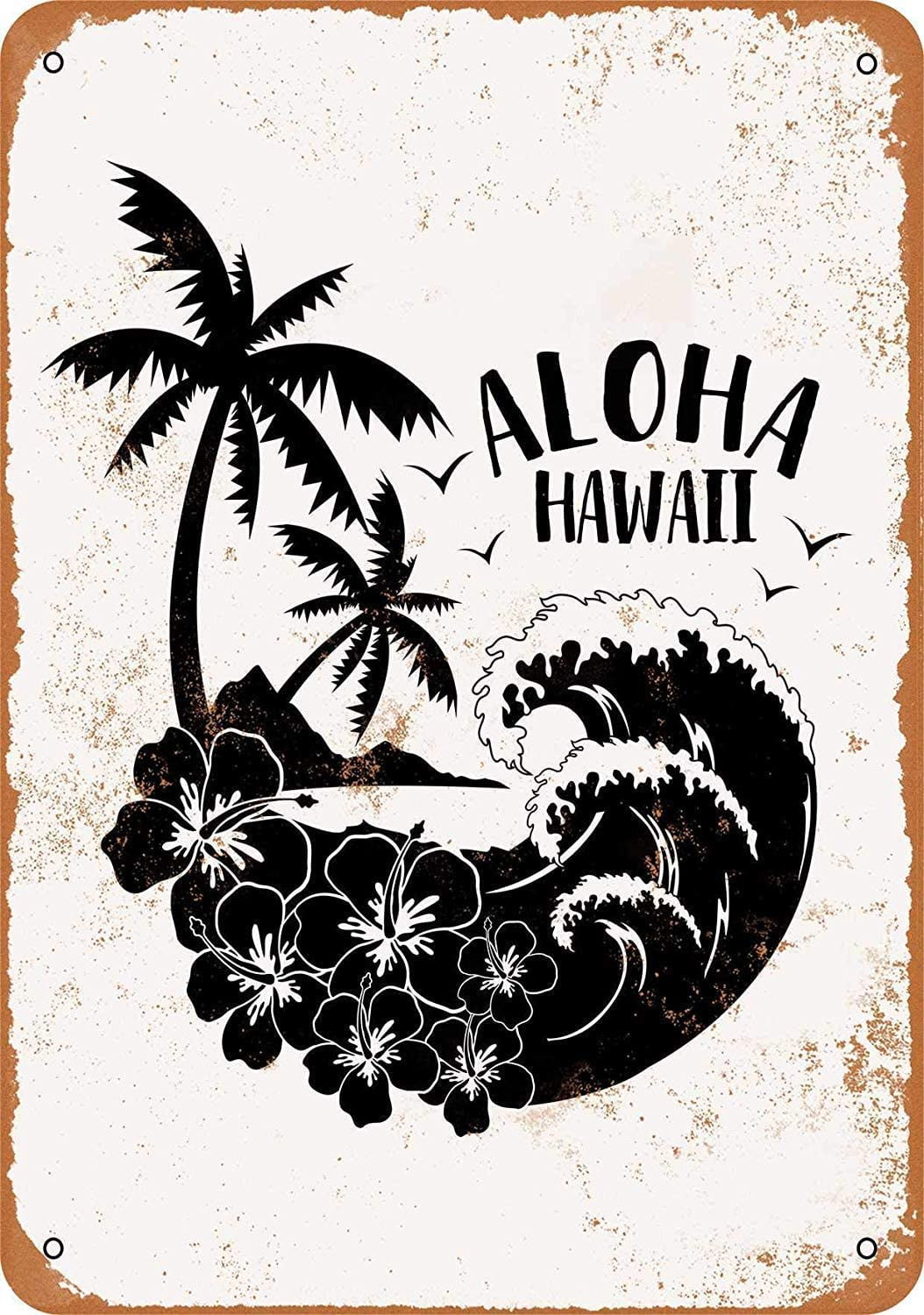 Aloha Hawaii Metal Tin Sign 12 X 8 Inches Retro Vintage Decor - Walmart.com
