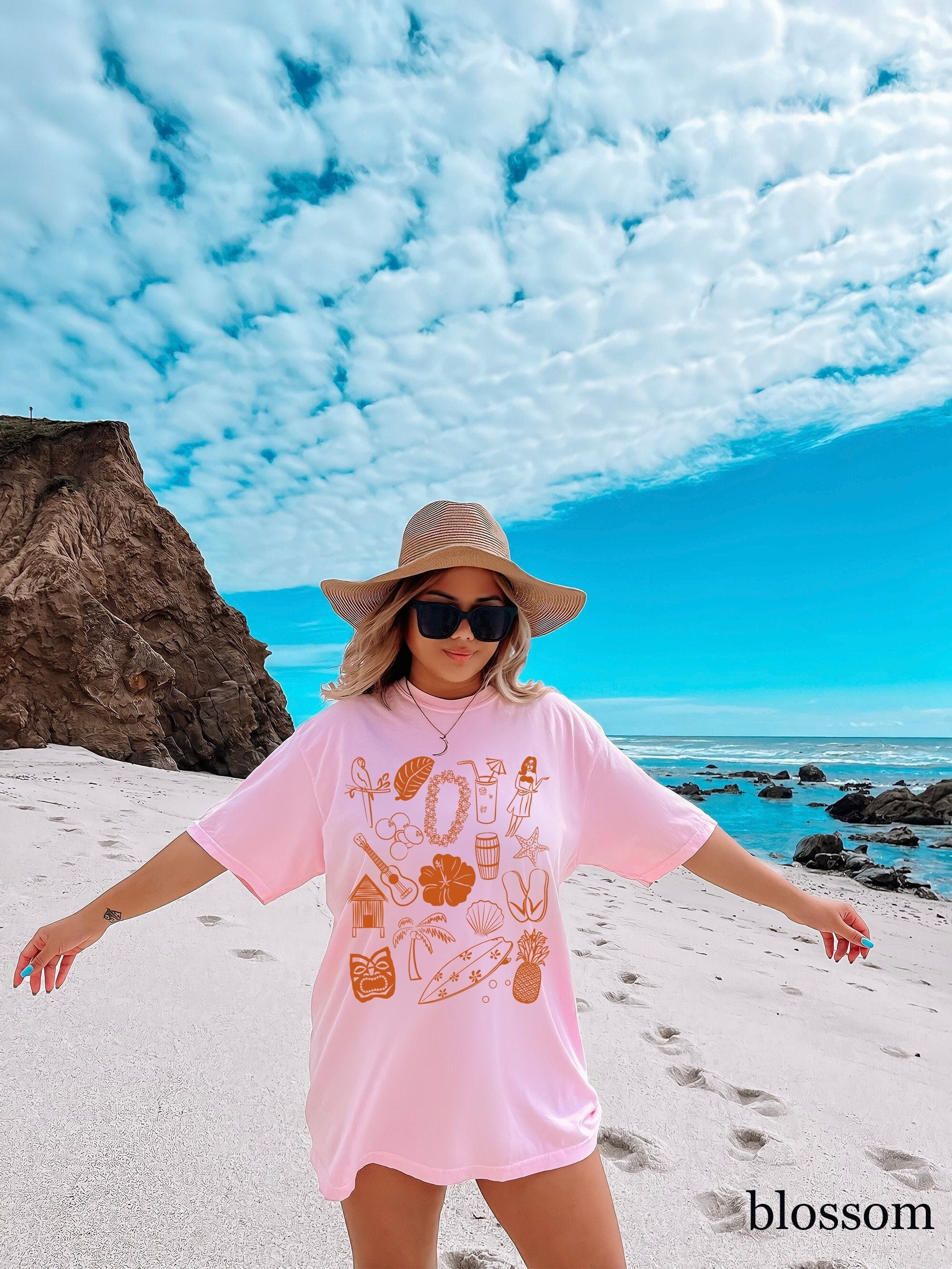 Aloha Hawaii T-Shirt Summer Tee Beach Tshirt Surf Shirt Coconut Girl ...