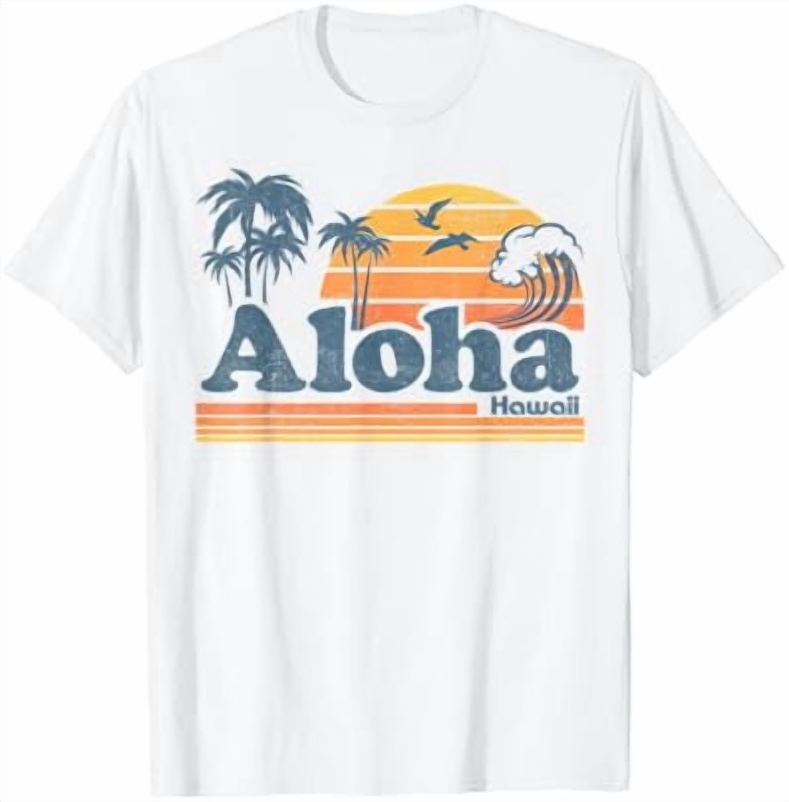 Aloha Hawaii Vintage Beach Summer Surfing 70s Retro Hawaiian T-Shirt ...