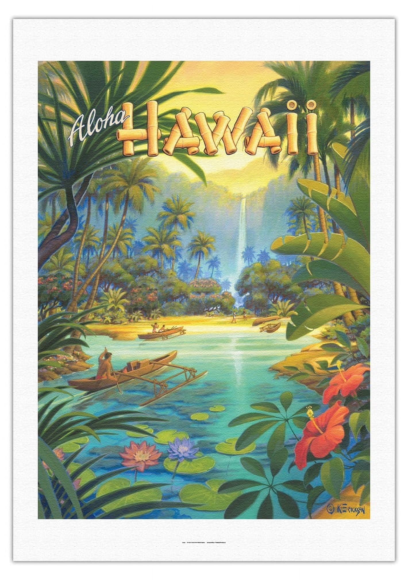 Aloha Hawaii - Vintage Hawaiian Travel Poster by Kerne Erickson - Fine ...