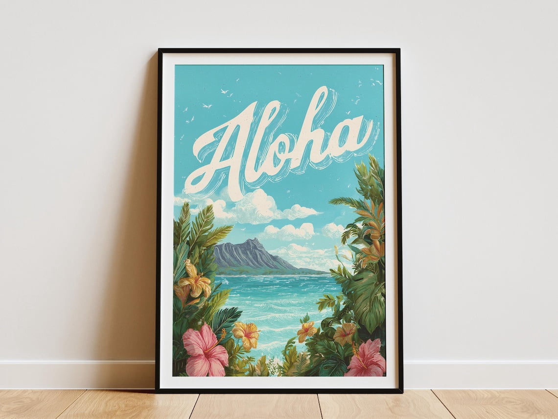 Aloha Hawaii Vintage Travel Hawaiian Tropical Island Nature Vacation ...