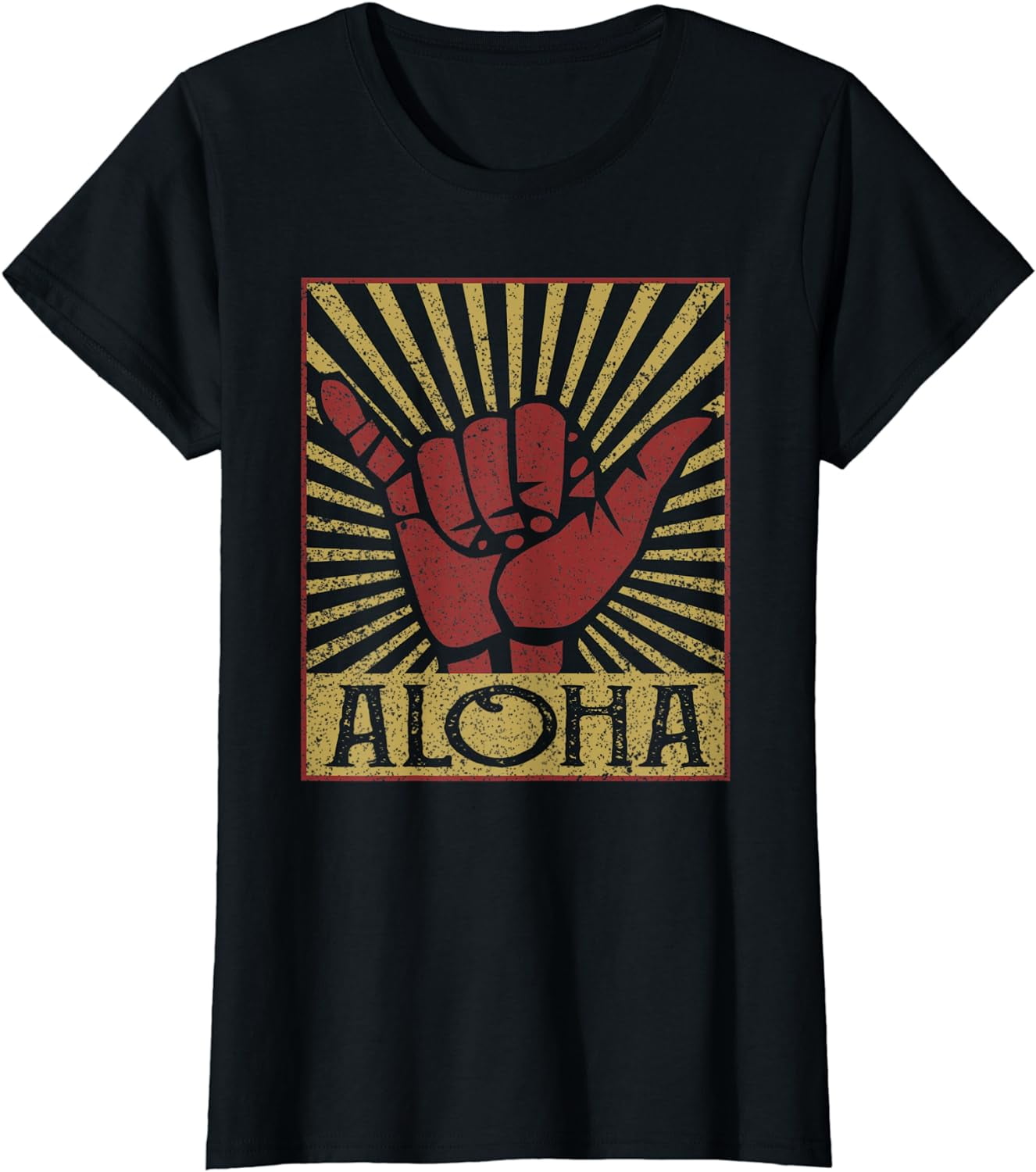 Aloha Hawaiian Hawaii Vintage Distressed Shaka Sign T-Shirt - Walmart.com