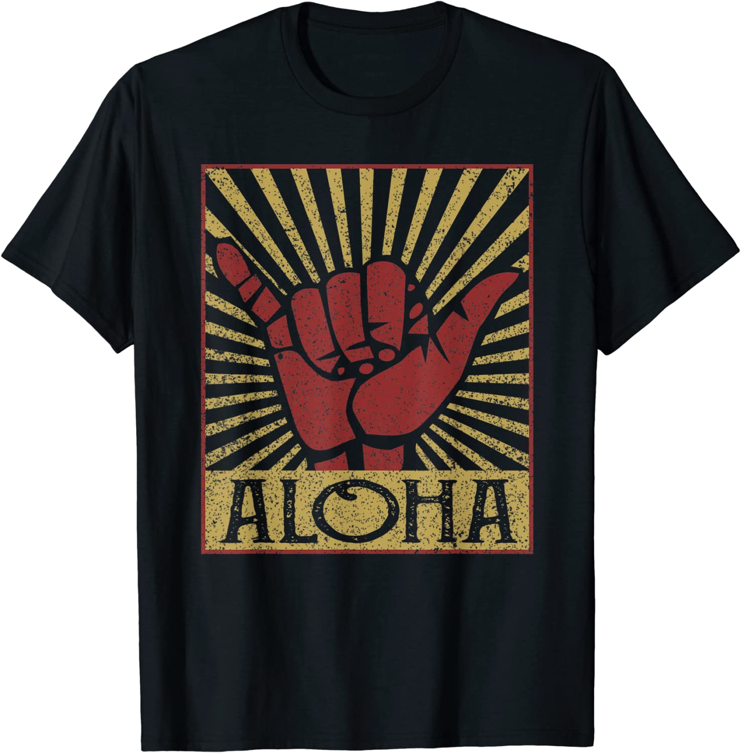 Aloha Hawaiian Hawaii Vintage Distressed Shaka Sign T-Shirt - Walmart.com