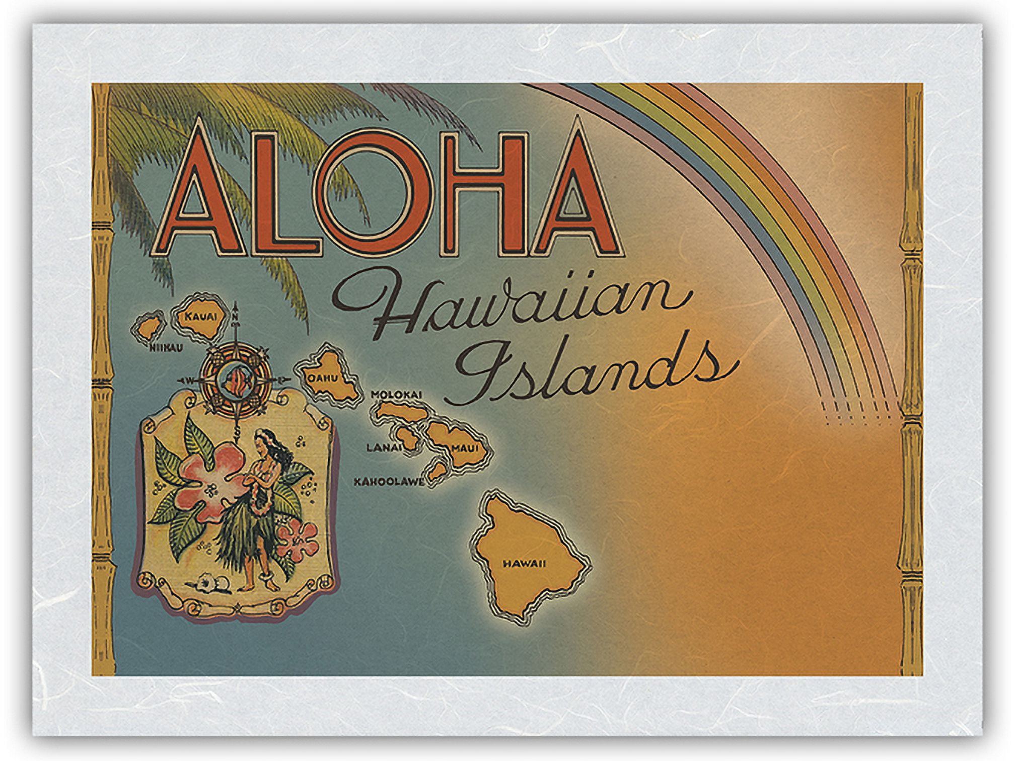 Aloha Hawaiian Islands - Rainbow State - Vintage Hawaiian Color ...